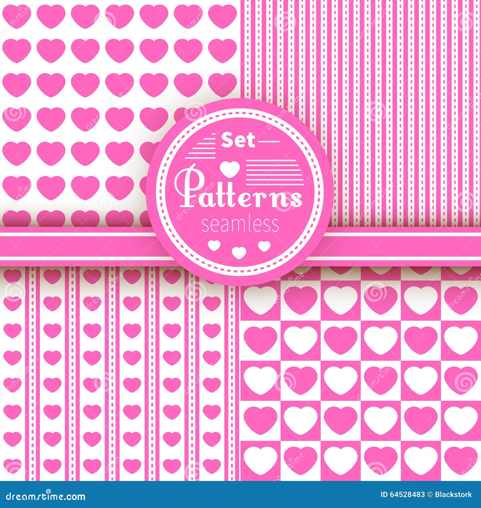 Vector Pink Seamless Patterns Set Stock Vector - Illustration of mosaic ...