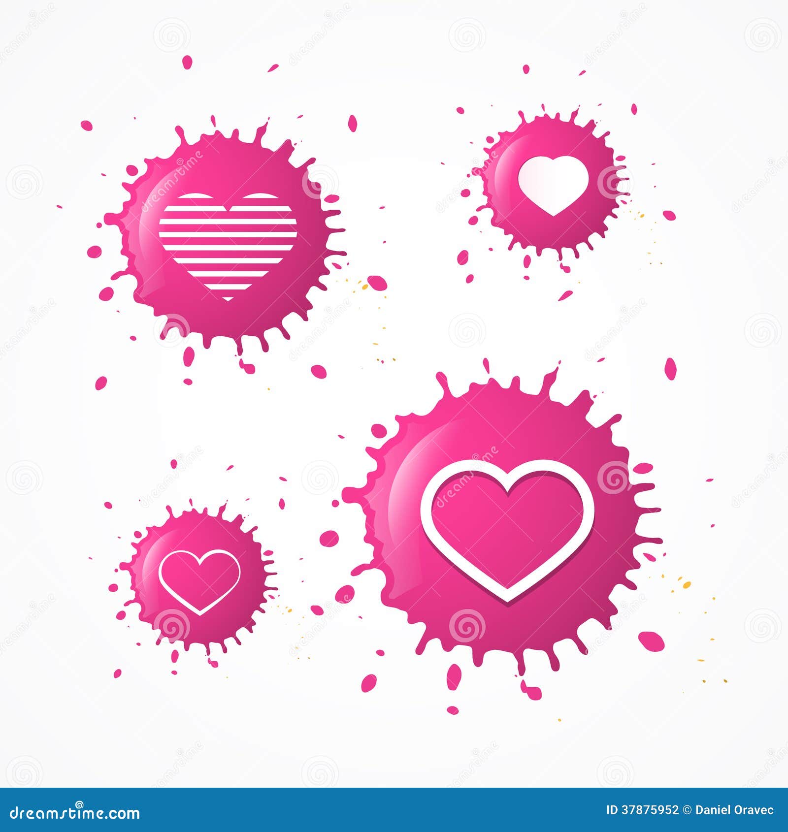 Vector Pink Splash Heart Symbols Set Stock Vector - Illustration of ...
