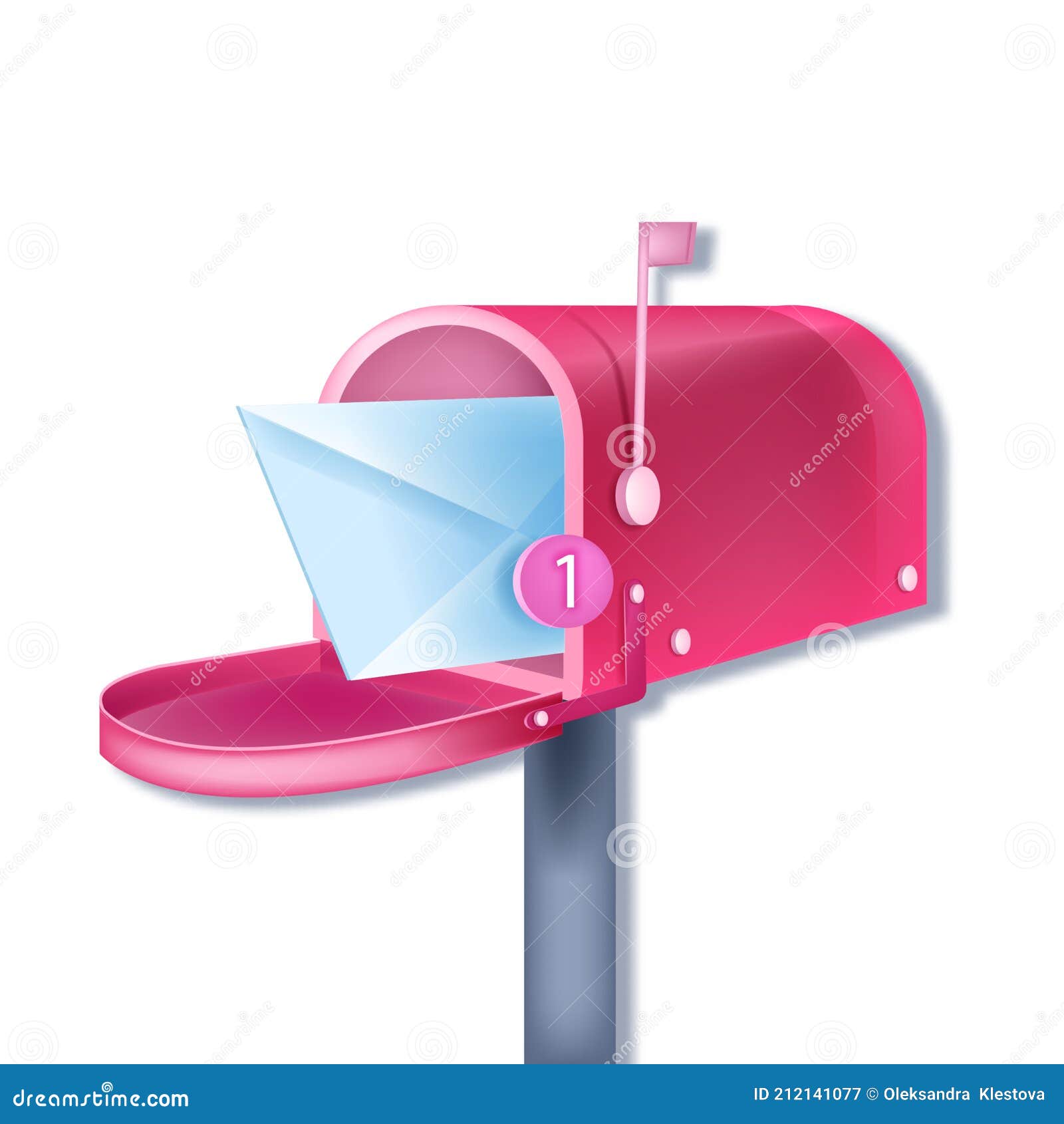 Vector Pink Traditional Mailbox Email Notification, New Letter Concept ...