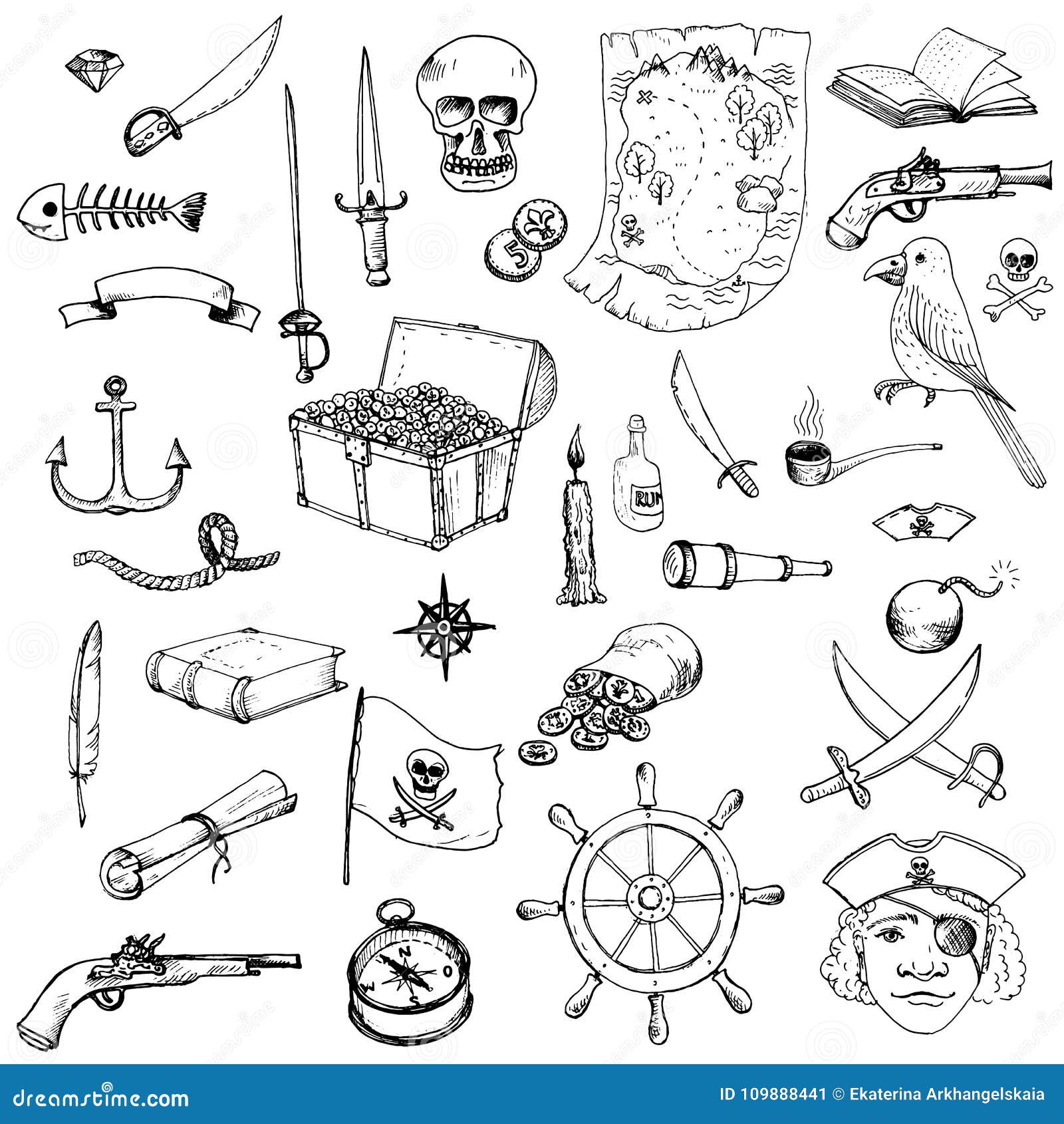 Vector pirates set stock vector. Illustration of sailor - 109888441