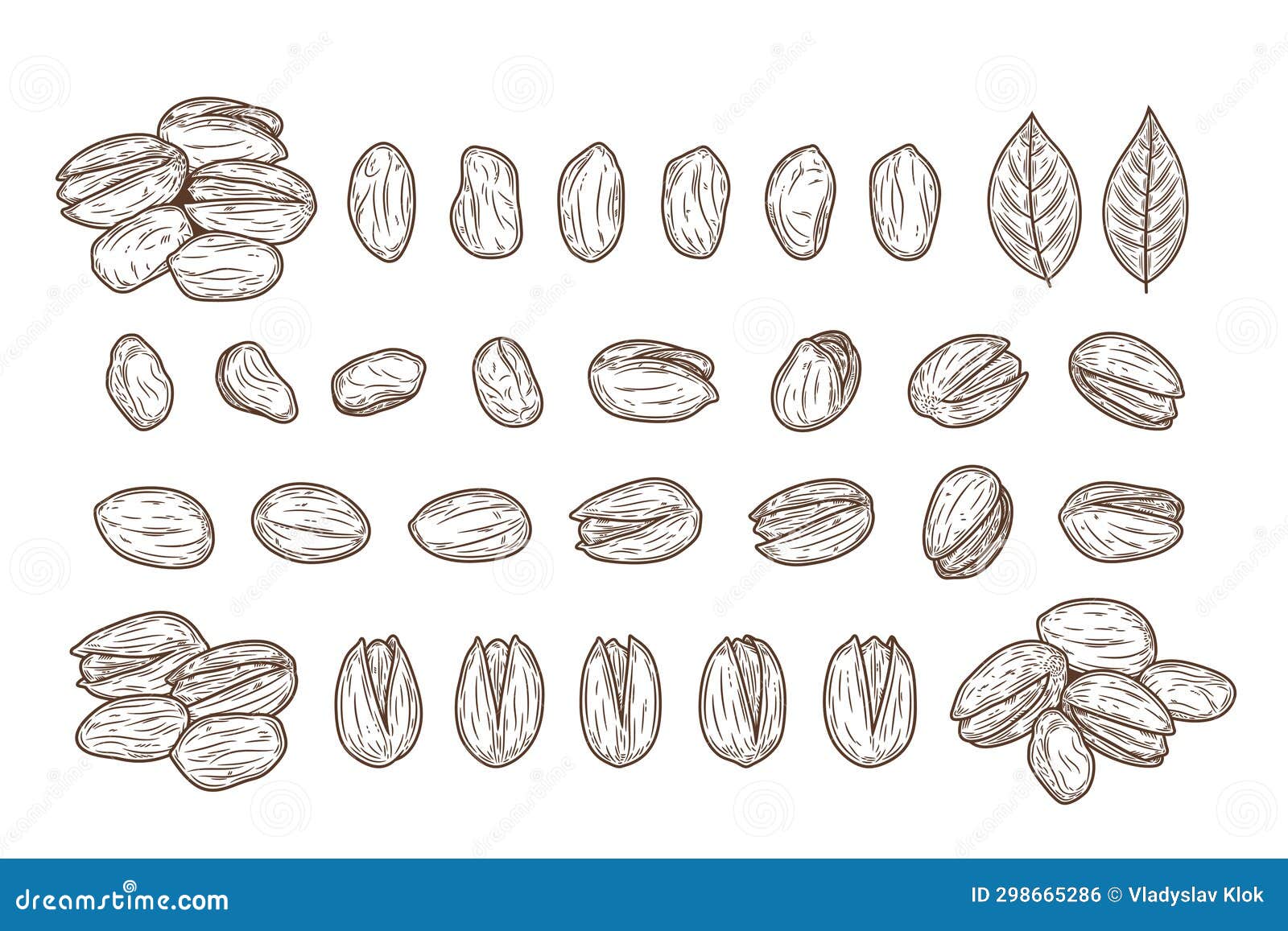 Pistachio Hand Draw Seamless Background. Pistachio Nuts Pattern On ...