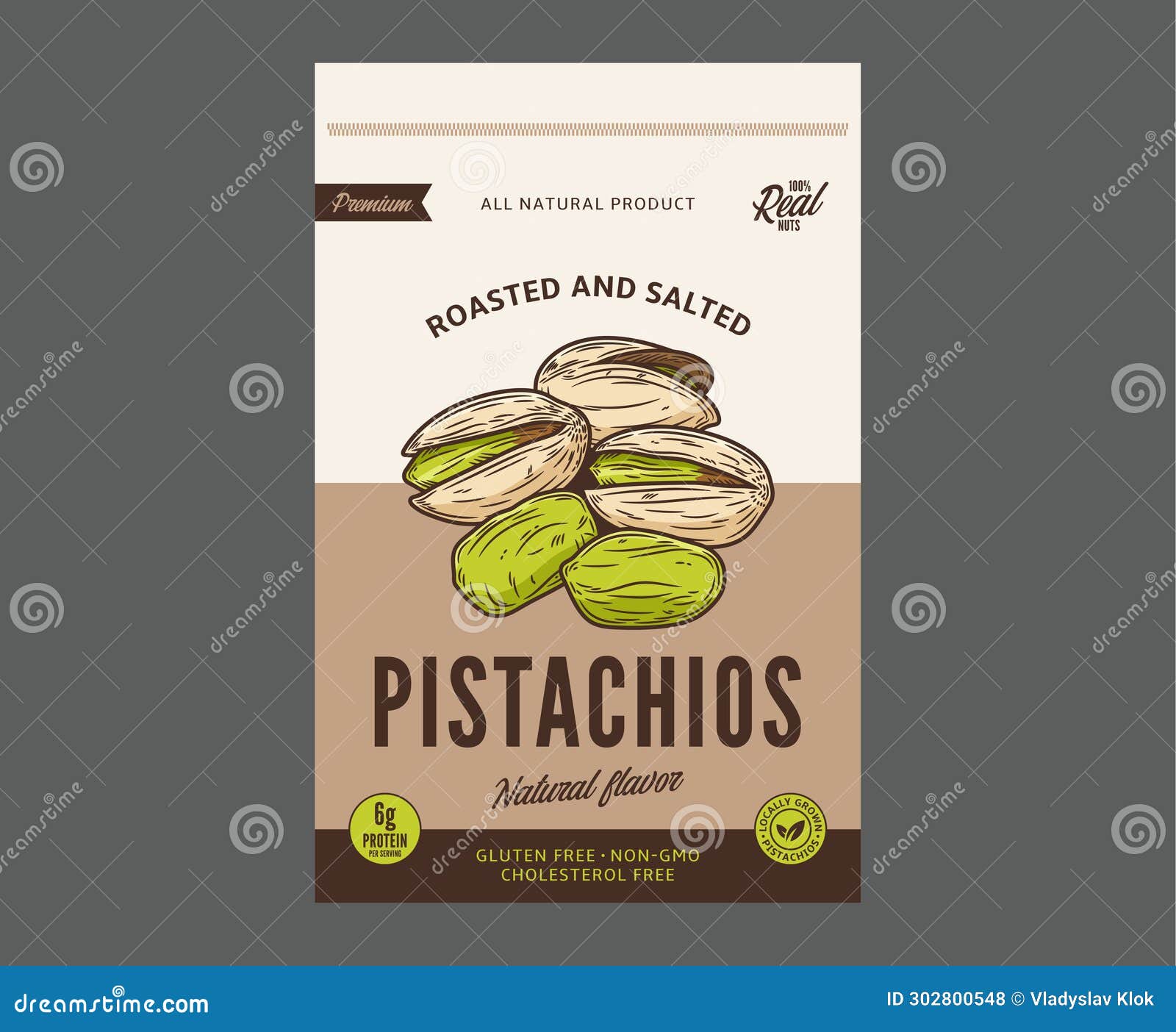 Vector Pistachio Nut Packaging Design Template Stock Vector ...