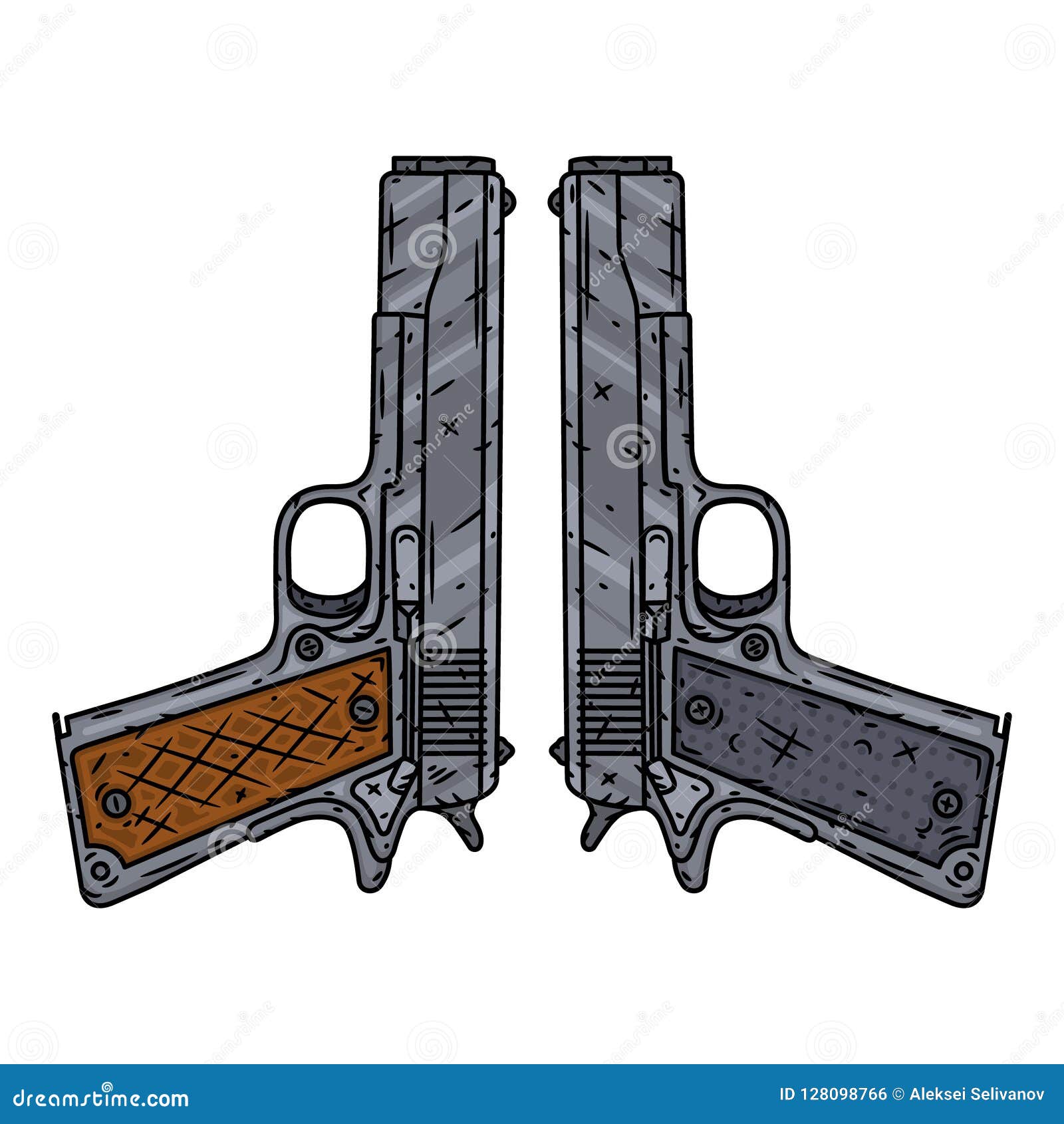 Vector Pistols Isolated Of White Background. Vector Illustration ...