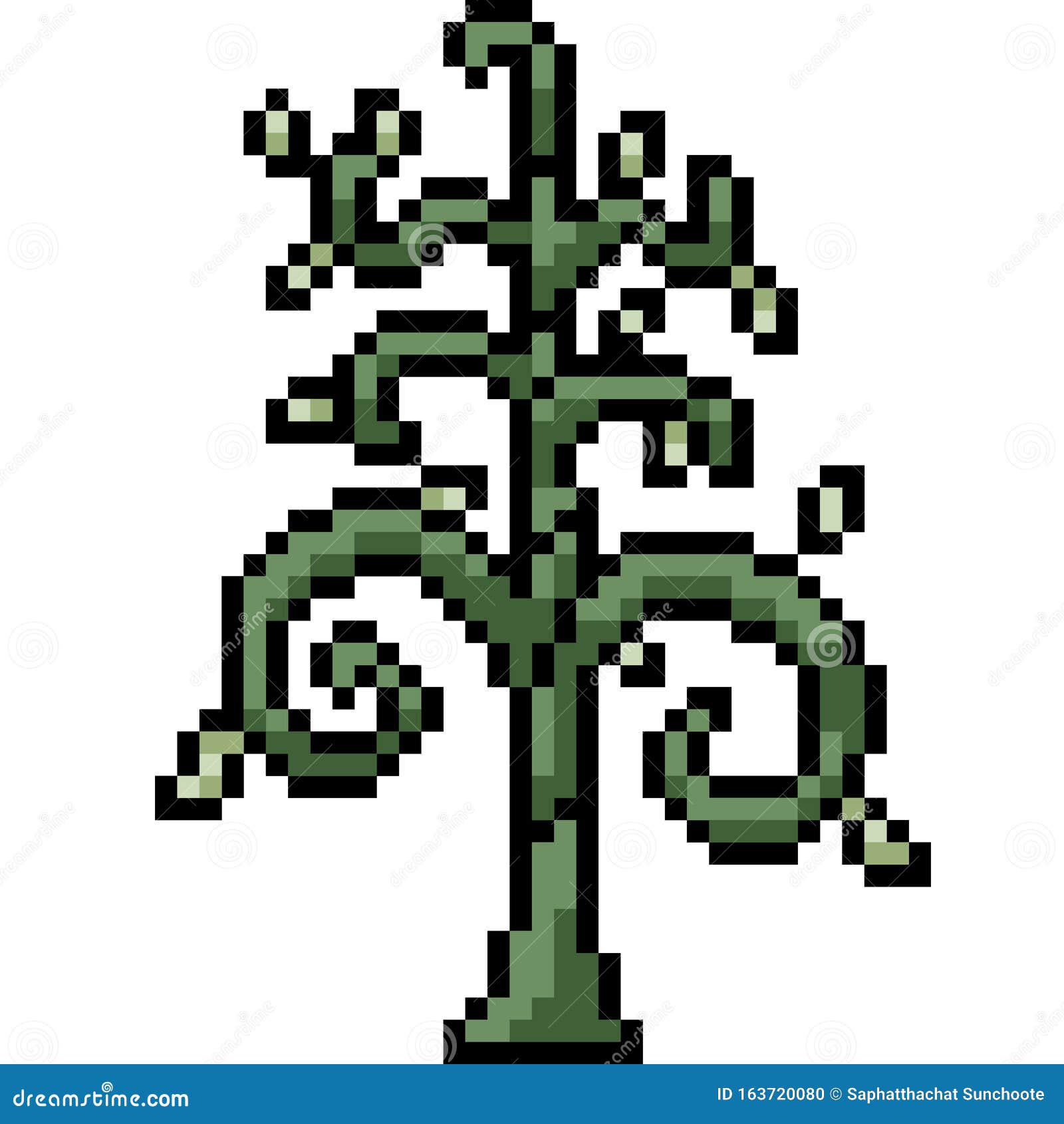 Vector Pixel Art Abstract Tree Stock Vector - Illustration of green ...