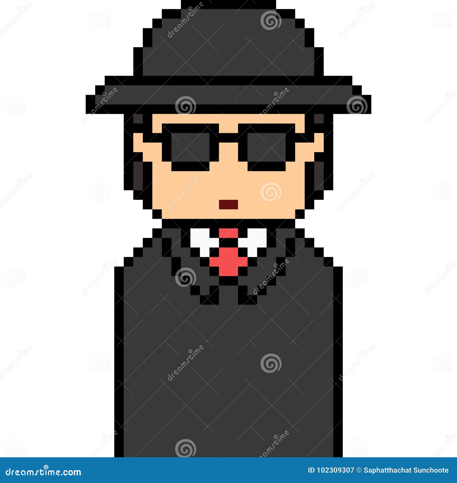 Vector pixel art agent stock vector. Illustration of necktie - 102309307