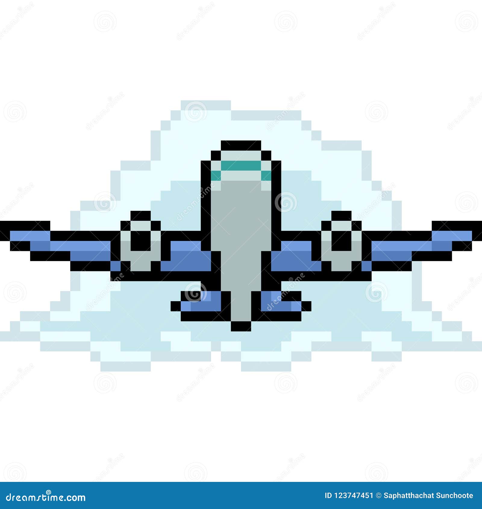 Airplane 8 Bit Pixel Game Art Cartoon Character Vector Illustration ...