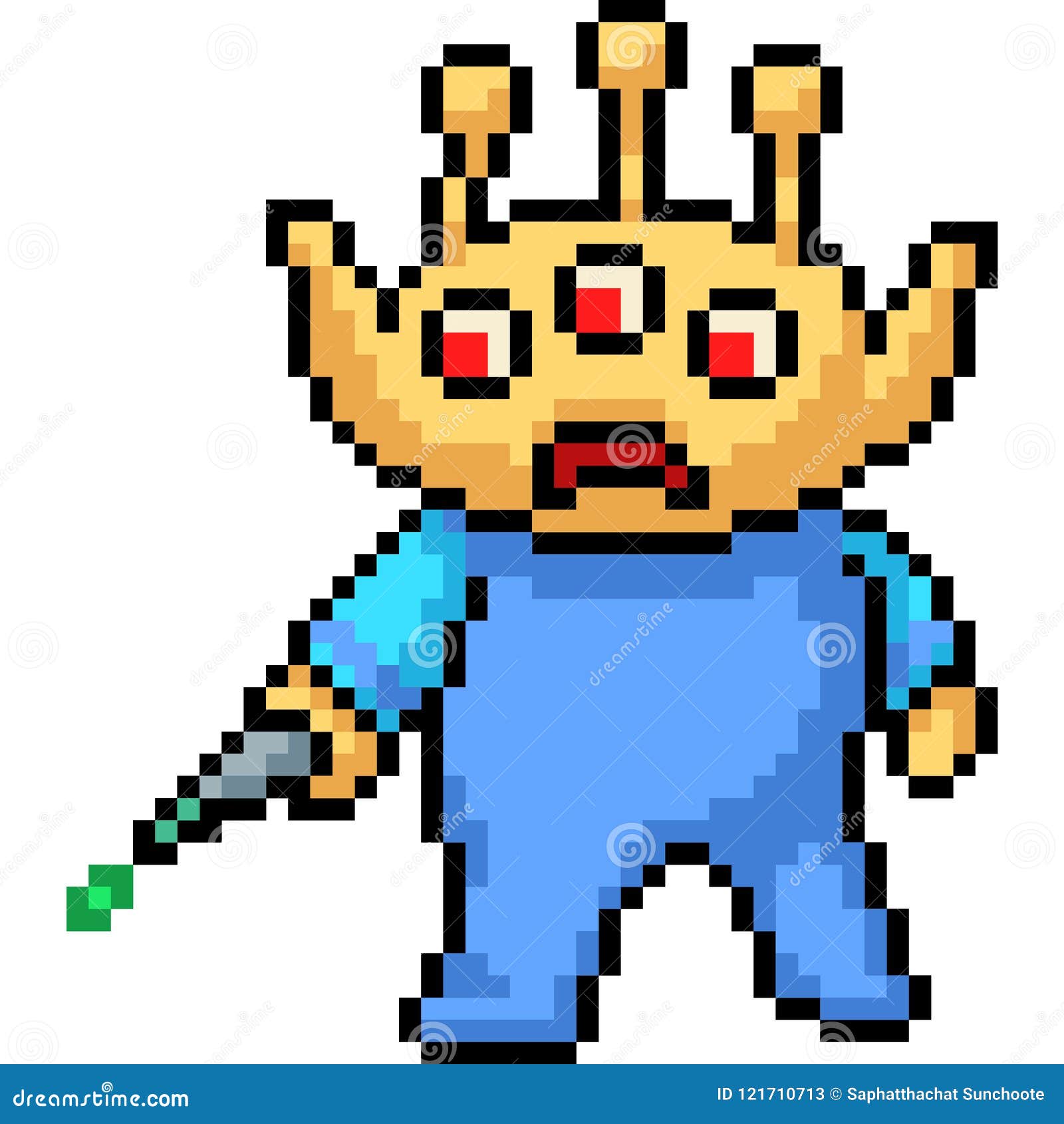 Pixel Art Alien Character Cartoon Vector | CartoonDealer.com #78775359