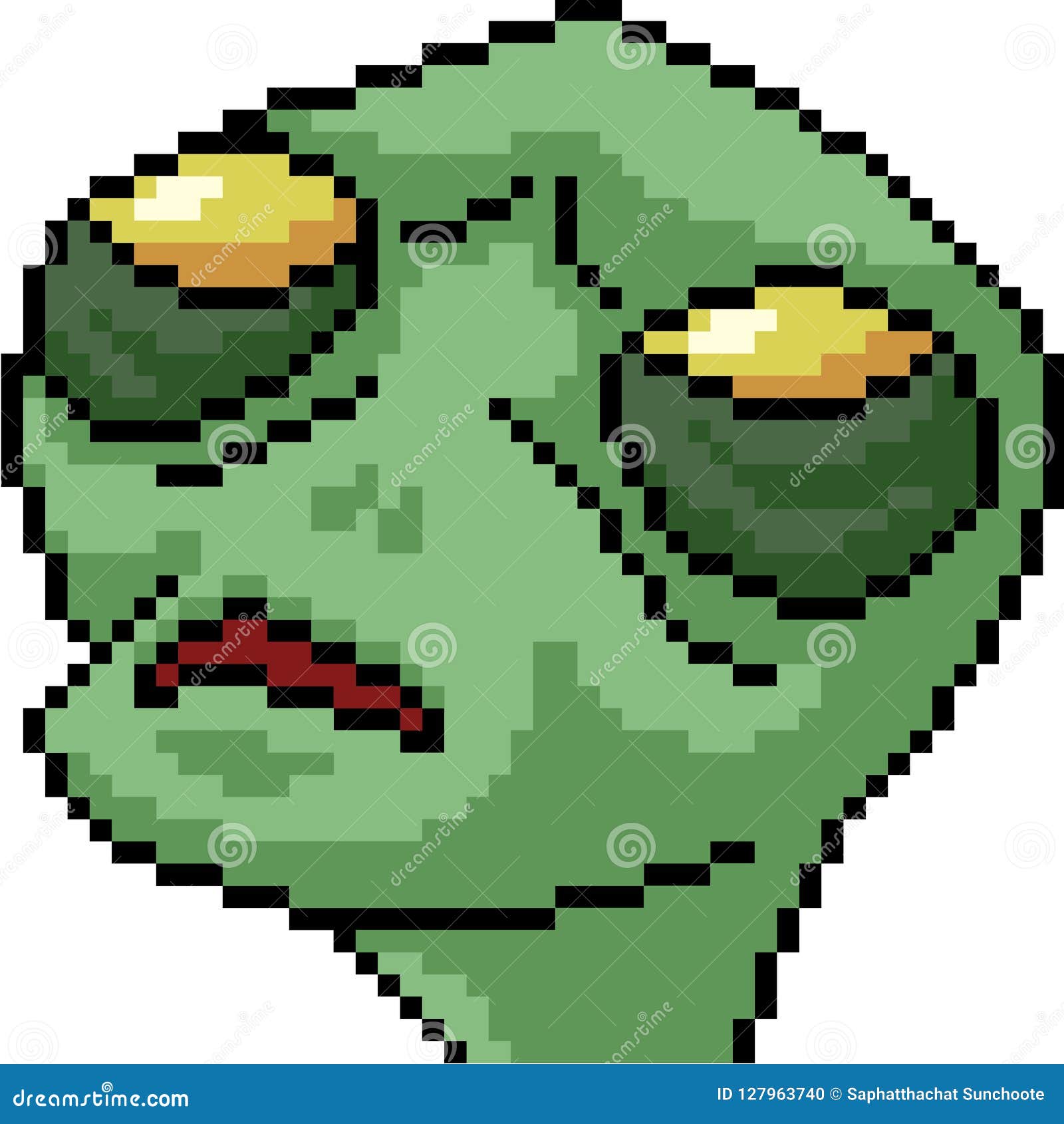 Vector Pixel Art Alien Ugly Stock Vector - Illustration of green ...