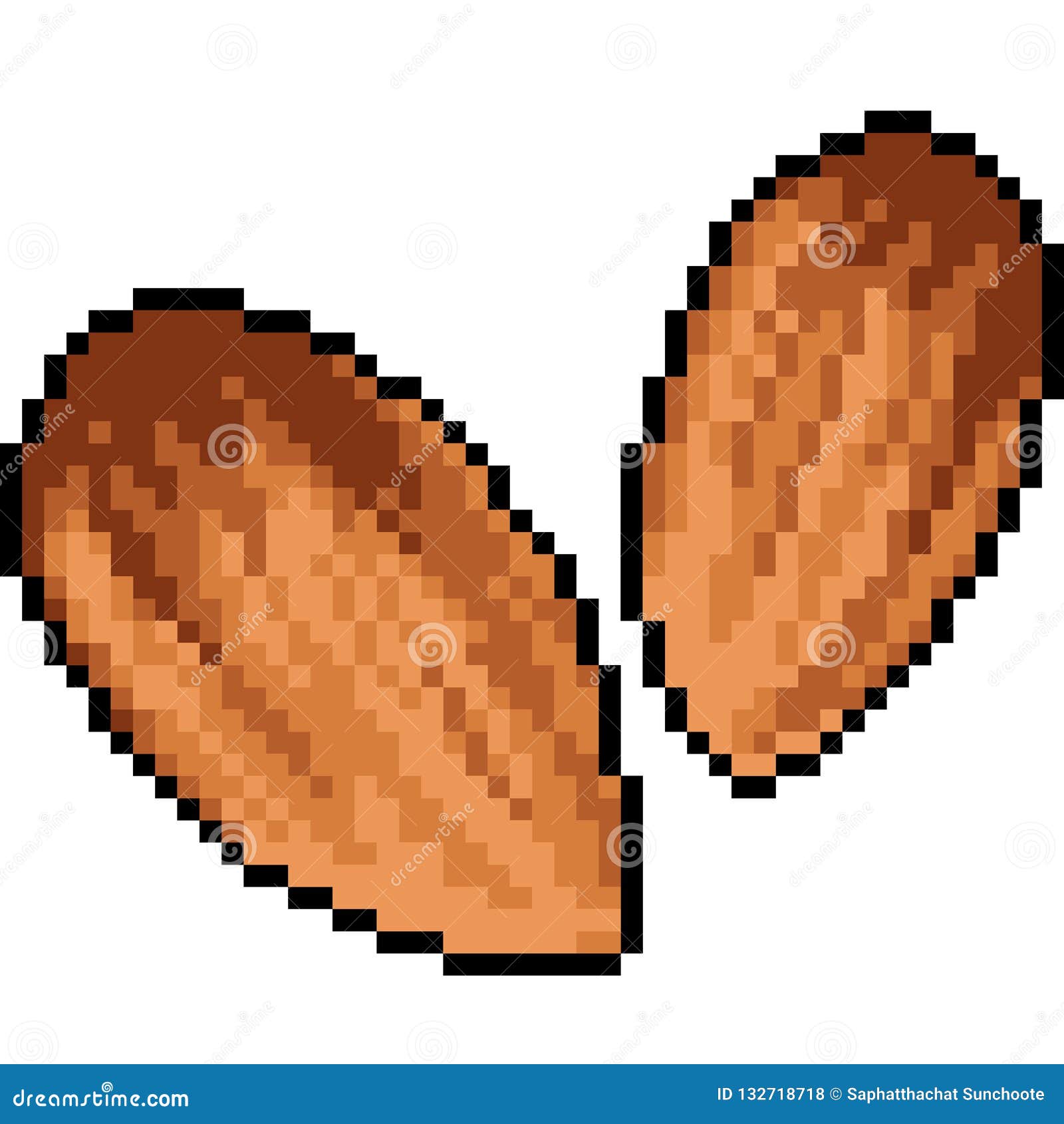 Vector pixel art almond stock vector. Illustration of snack - 132718718