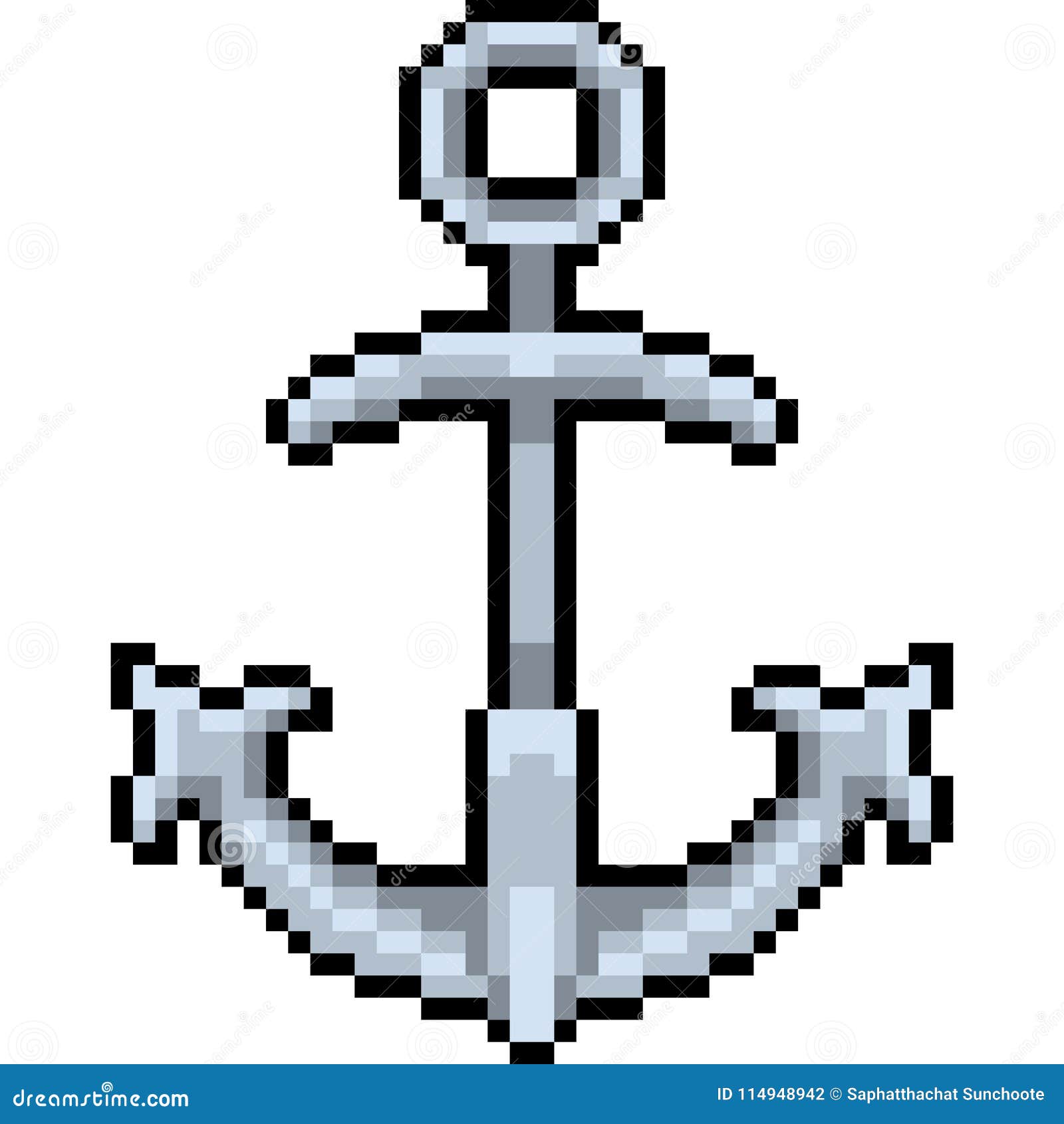 Vector pixel art anchor stock vector. Illustration of ship - 114948942