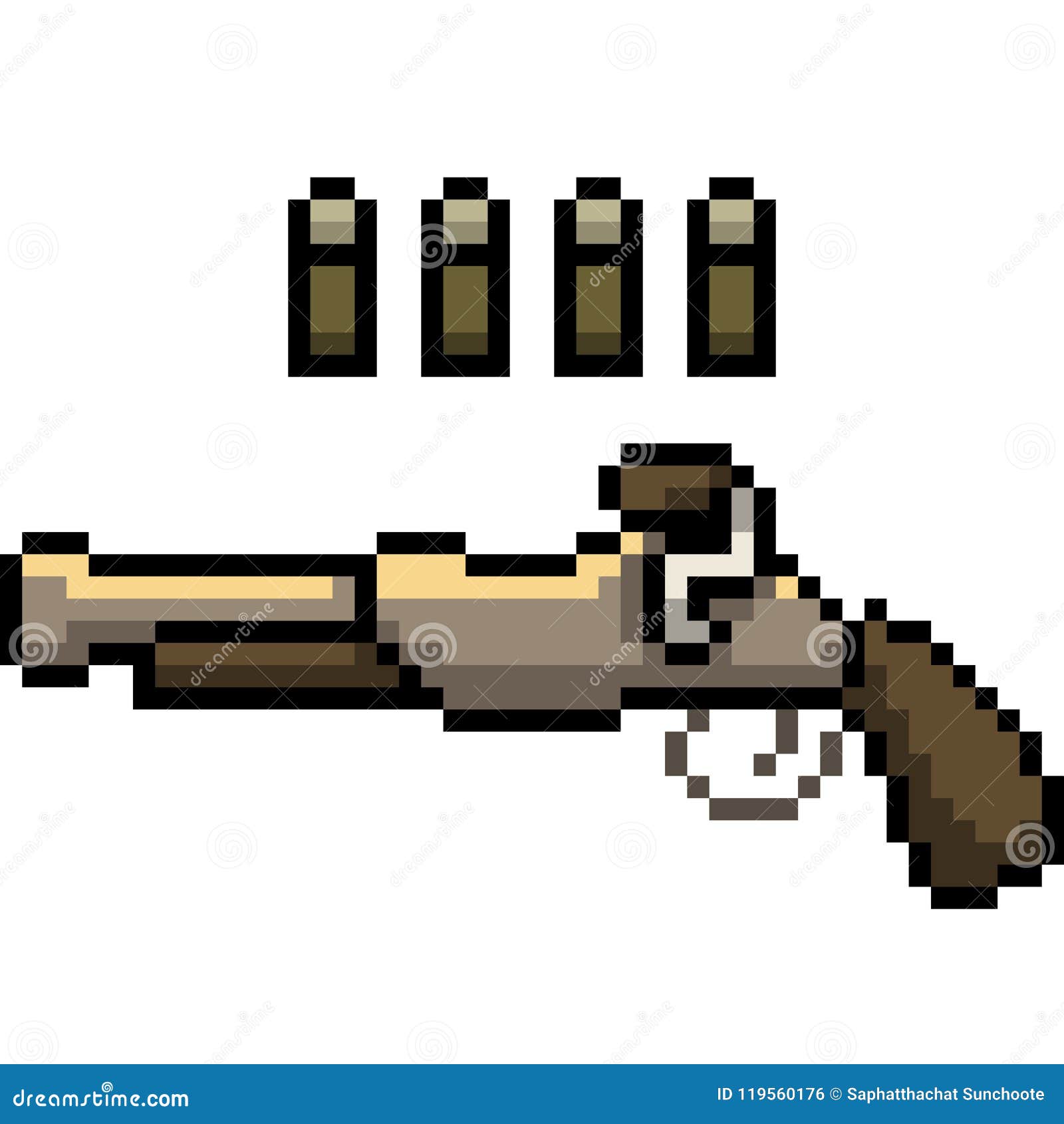 Vector Pixel Art Ancient Gun Stock Vector - Illustration of weapon ...