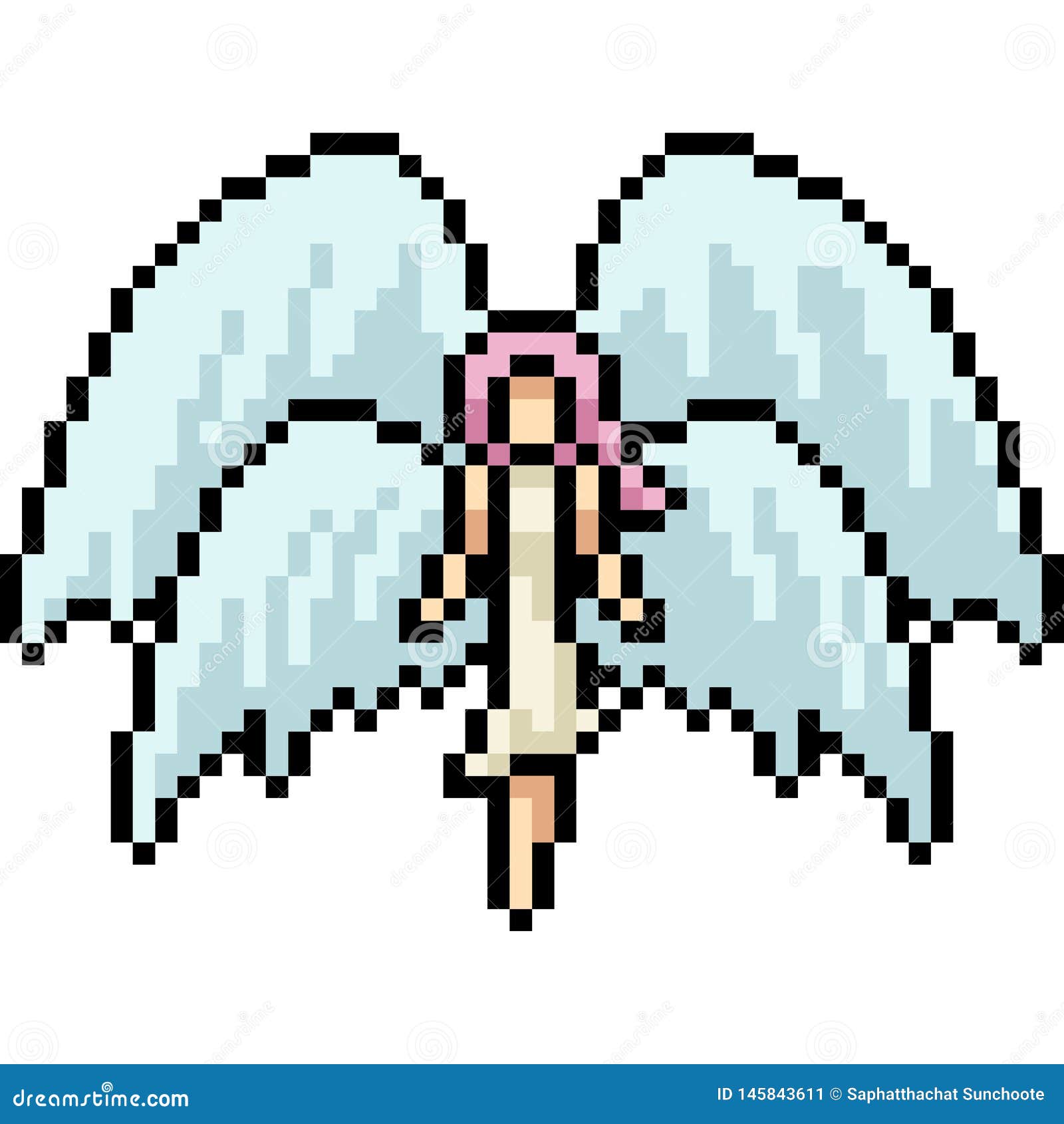 Vector pixel art angel stock vector. Illustration of cartoon - 145843611