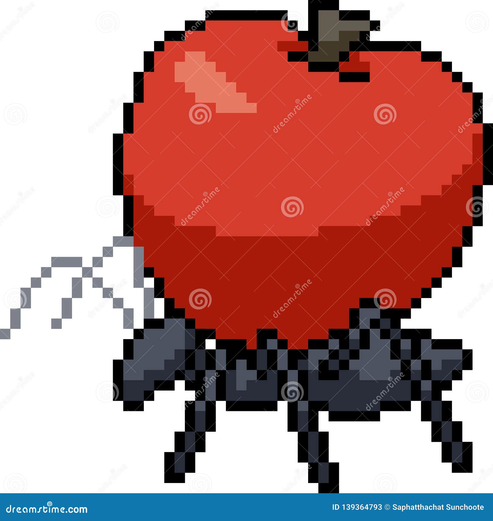 Vector Pixel Art Ant Carry Fruit Stock Vector - Illustration of apple ...