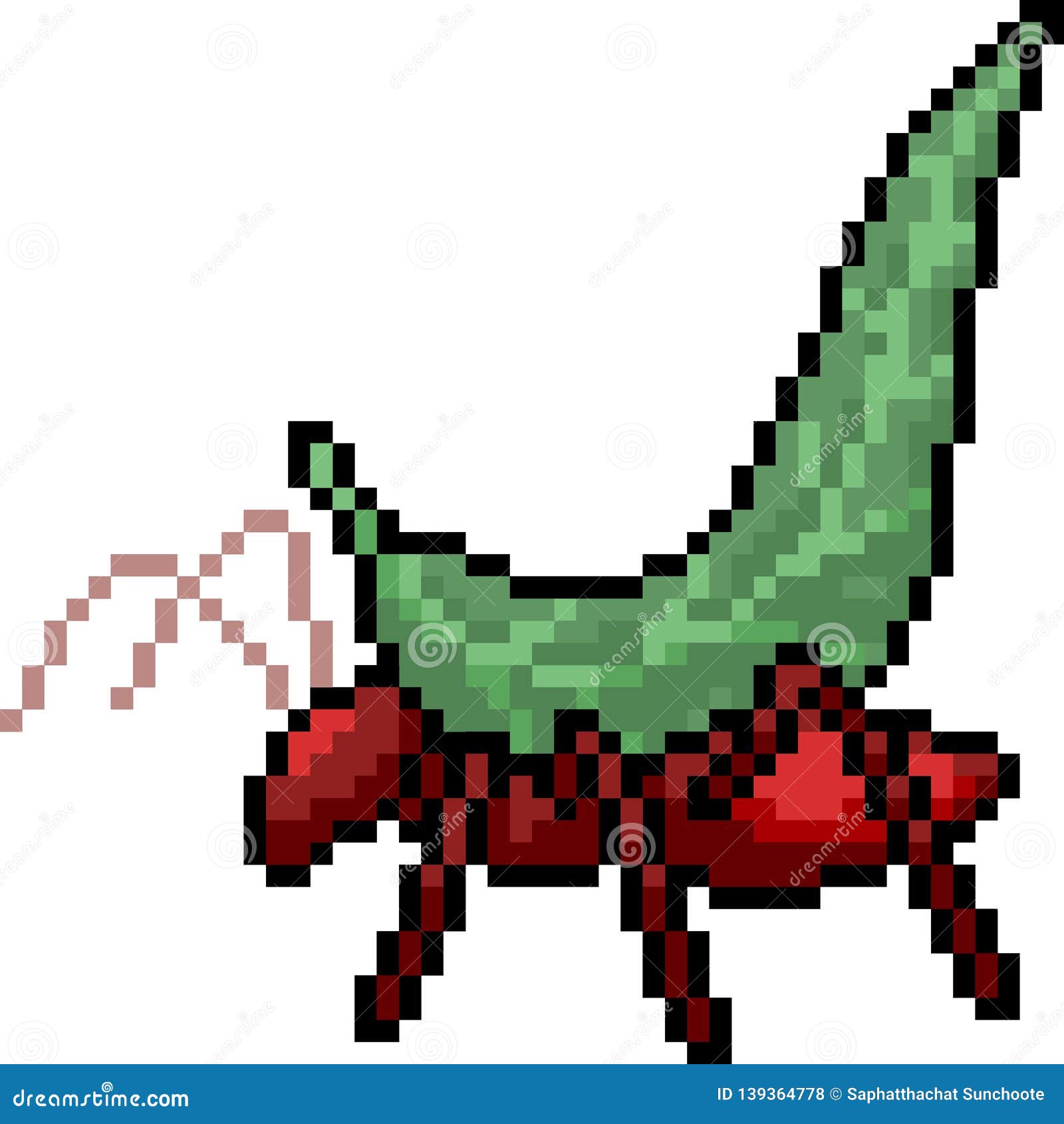Vector Pixel Art Ant Carry Leaf Stock Vector - Illustration of animal ...