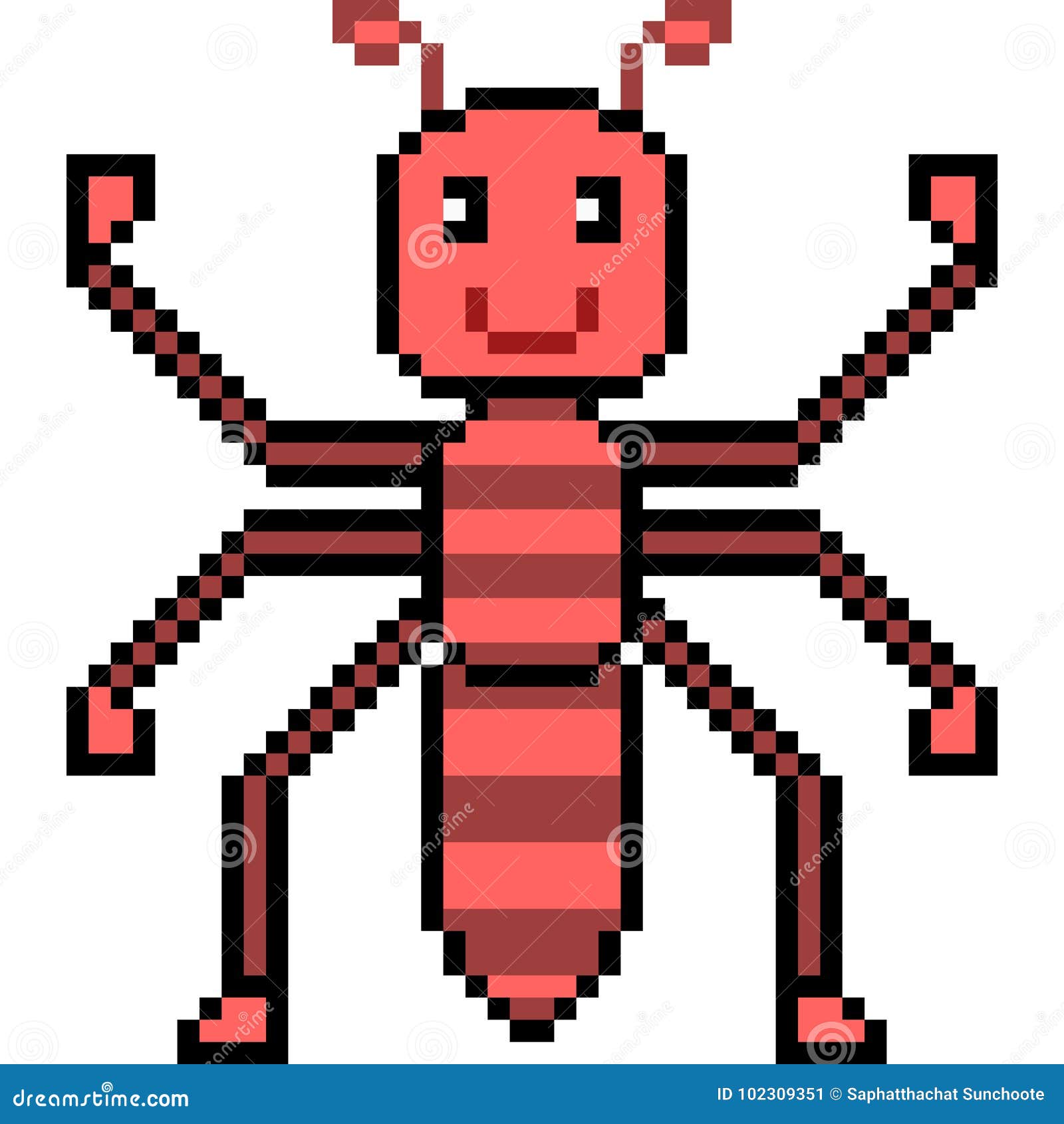 Vector pixel art ant stock vector. Illustration of stand - 102309351