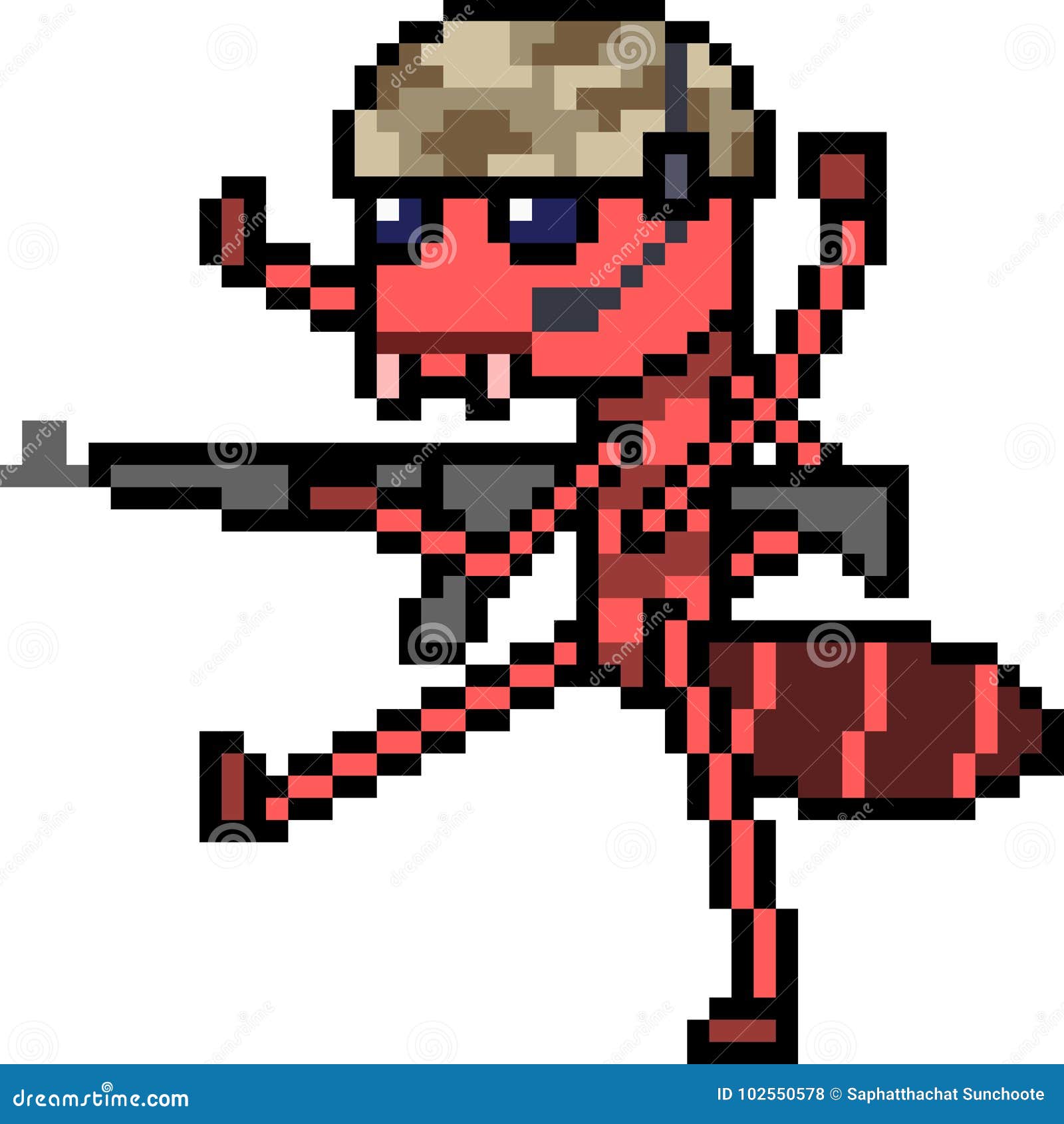 Vector Pixel Art Ant Soldier Stock Vector - Illustration of cartoon ...