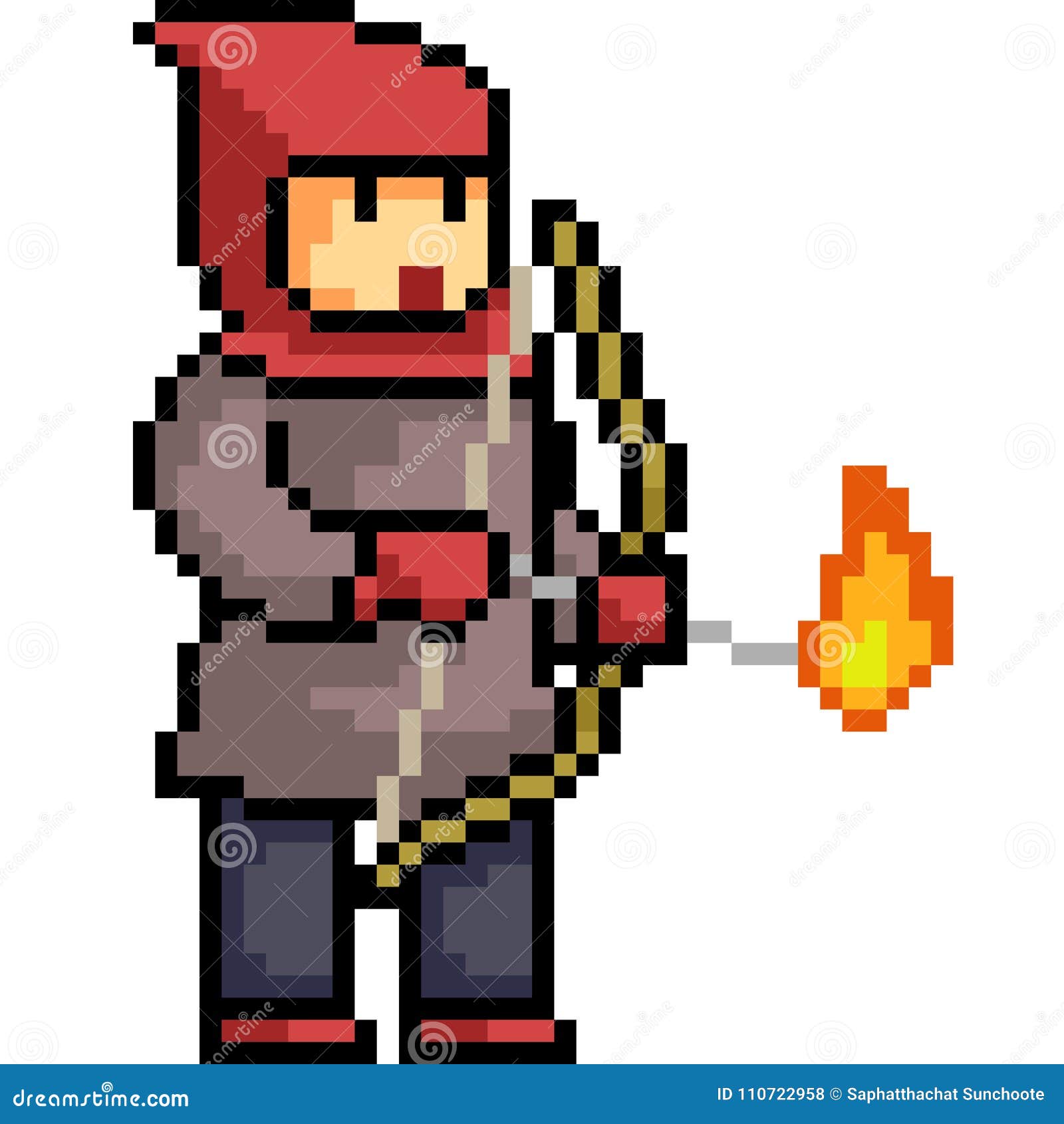 Vector Pixel Art Archer Fire Stock Vector - Illustration of fight ...
