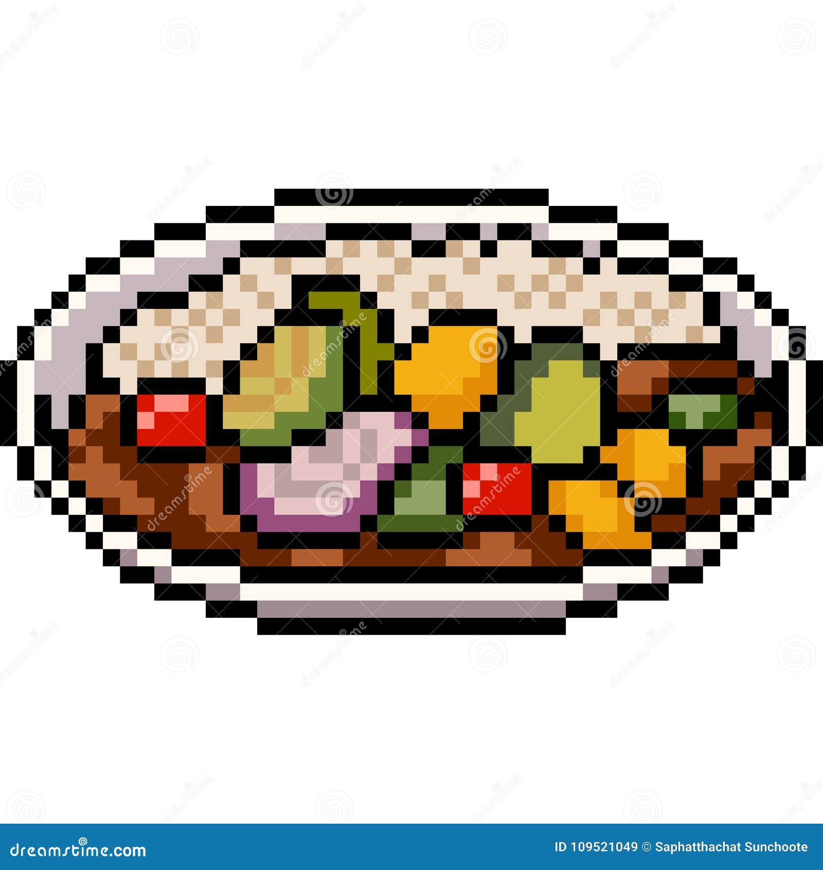 Vector Pixel Art Asian Food Stock Vector - Illustration of lunch, fried ...