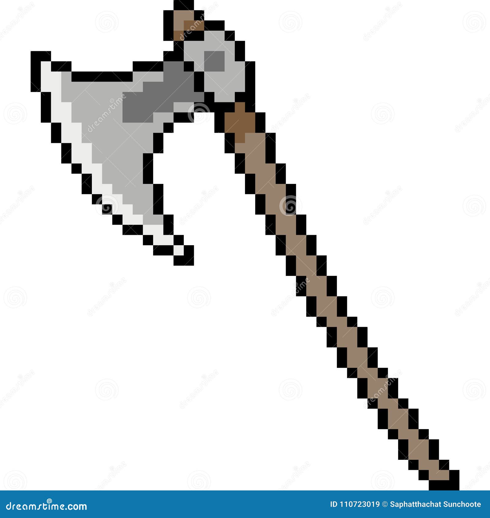 Vector pixel art axe stock vector. Illustration of cute - 110723019