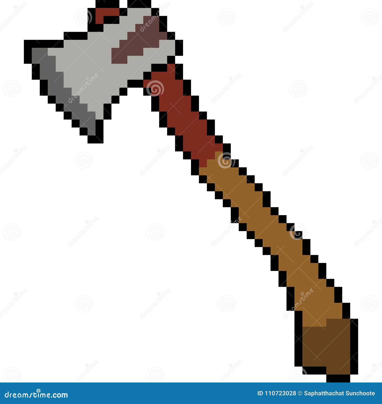 Vector pixel art axe stock vector. Illustration of cute - 110723028