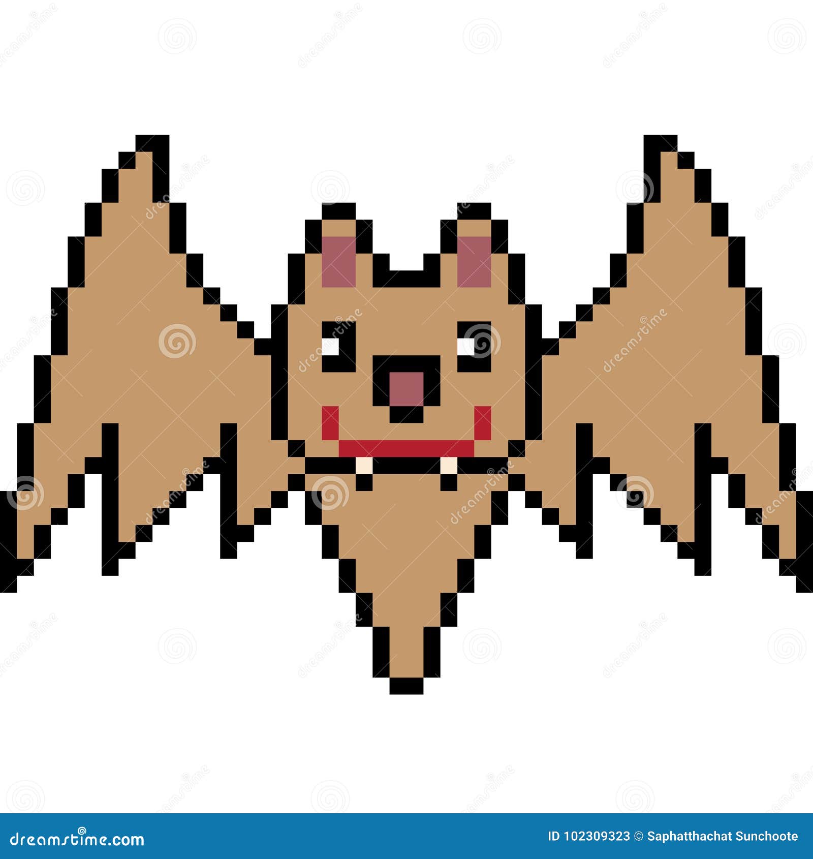Vector pixel art bat stock vector. Illustration of front - 102309323