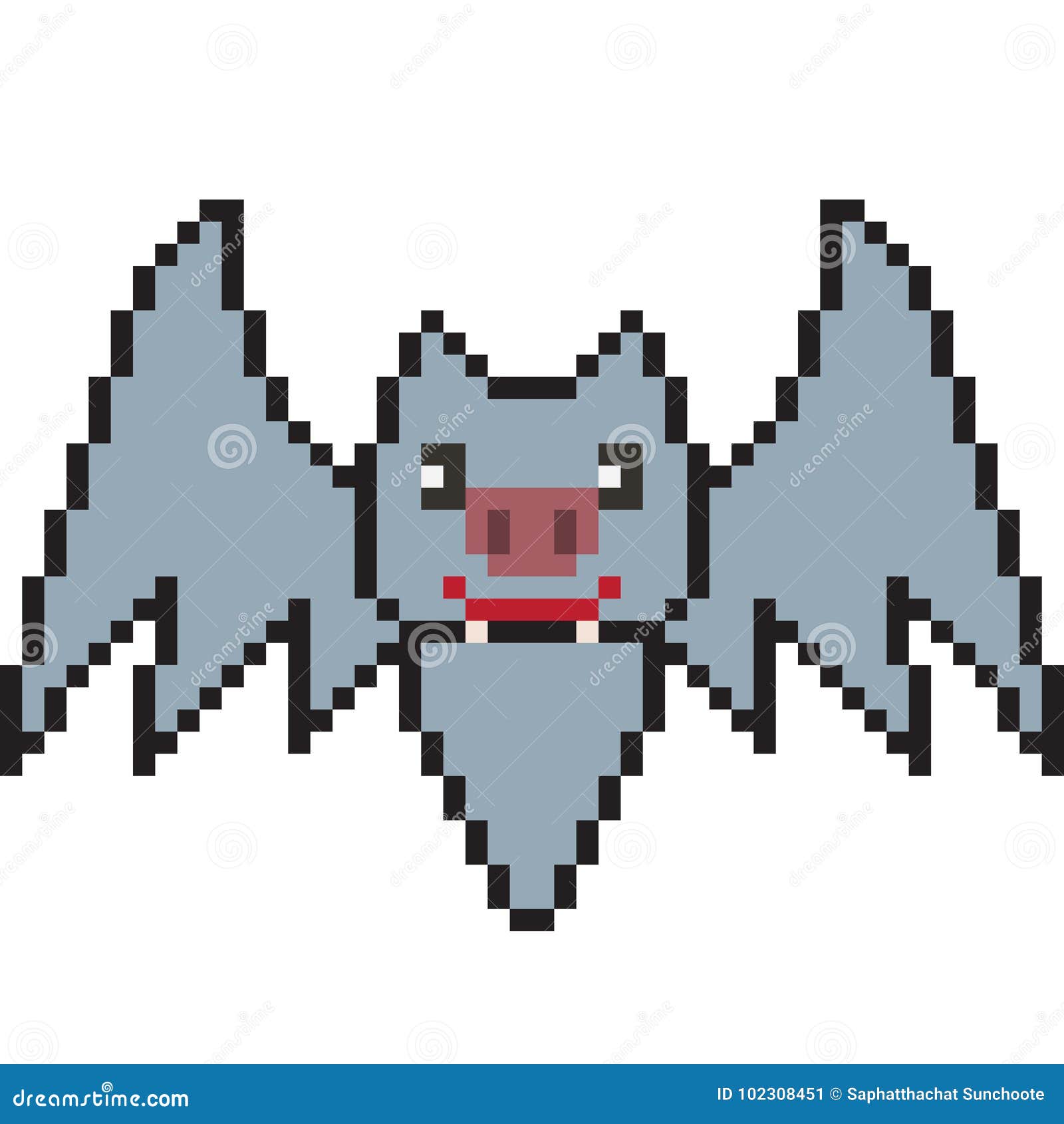 Vector pixel art bat stock vector. Illustration of icon - 102308451