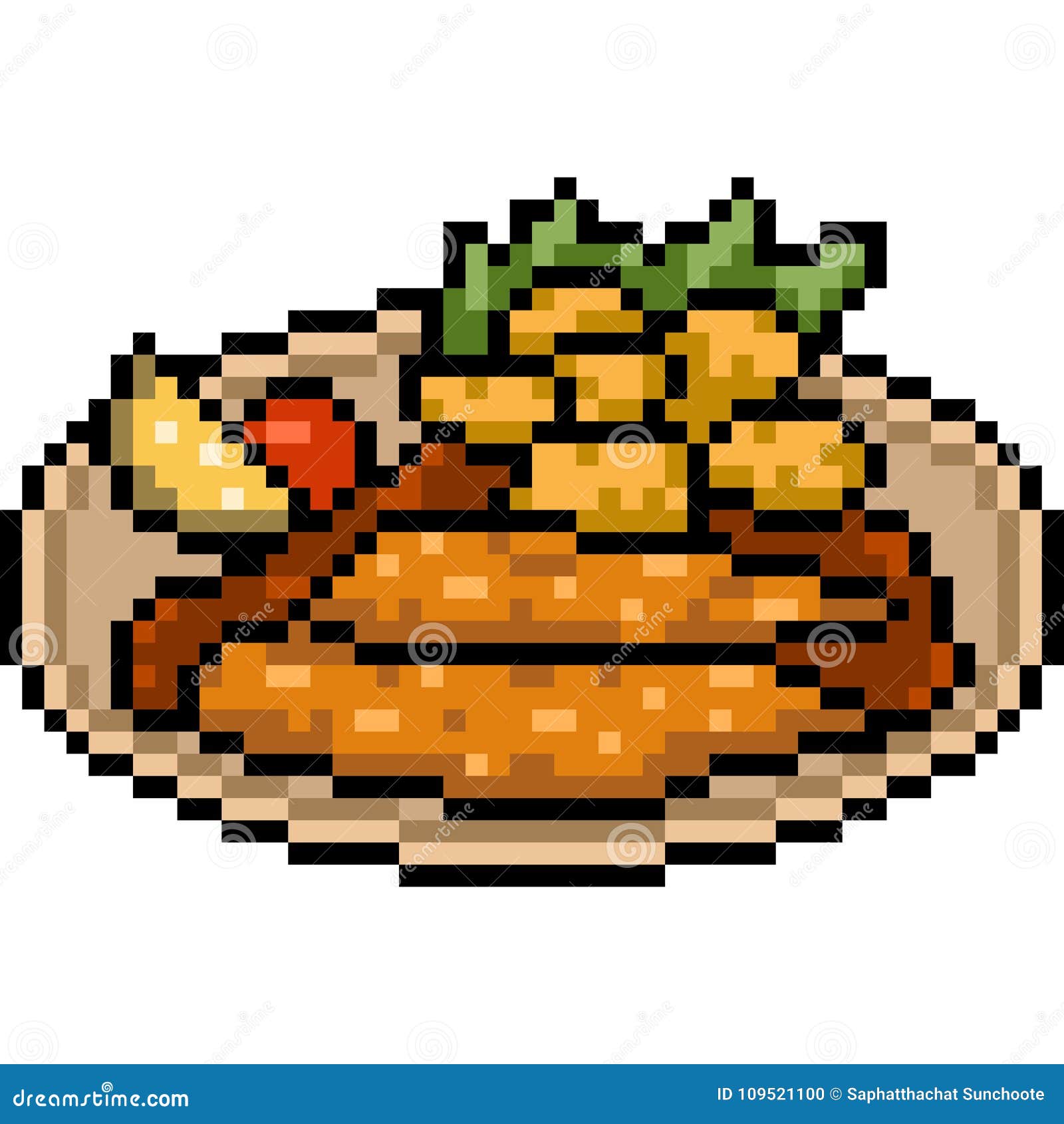 Vector Pixel Art Batter Fried Steak Stock Vector - Illustration of cute ...