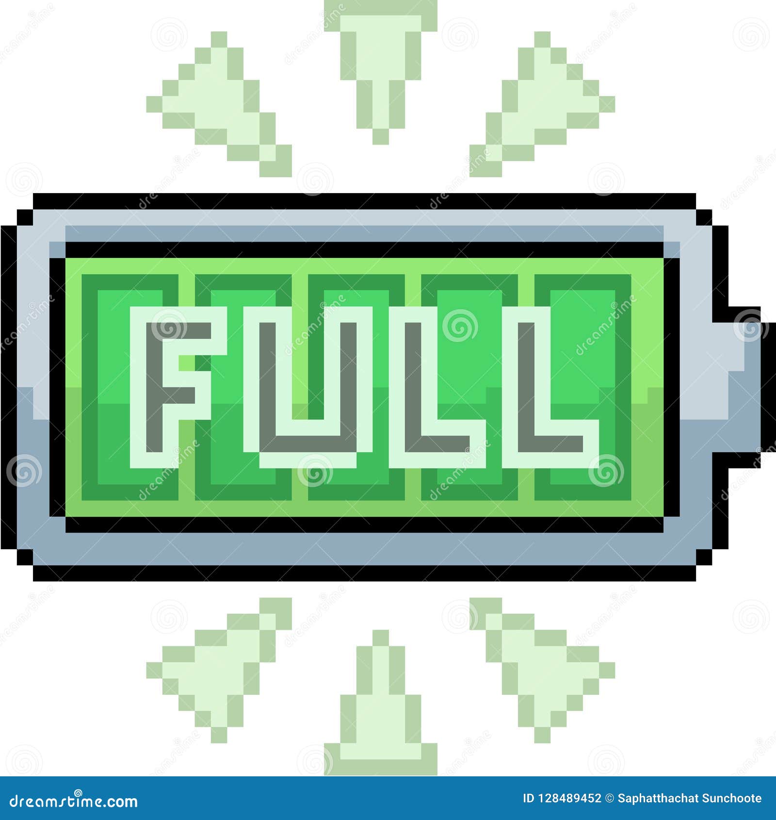 Vector Pixel Art Battery Full Stock Vector - Illustration of cartoon ...