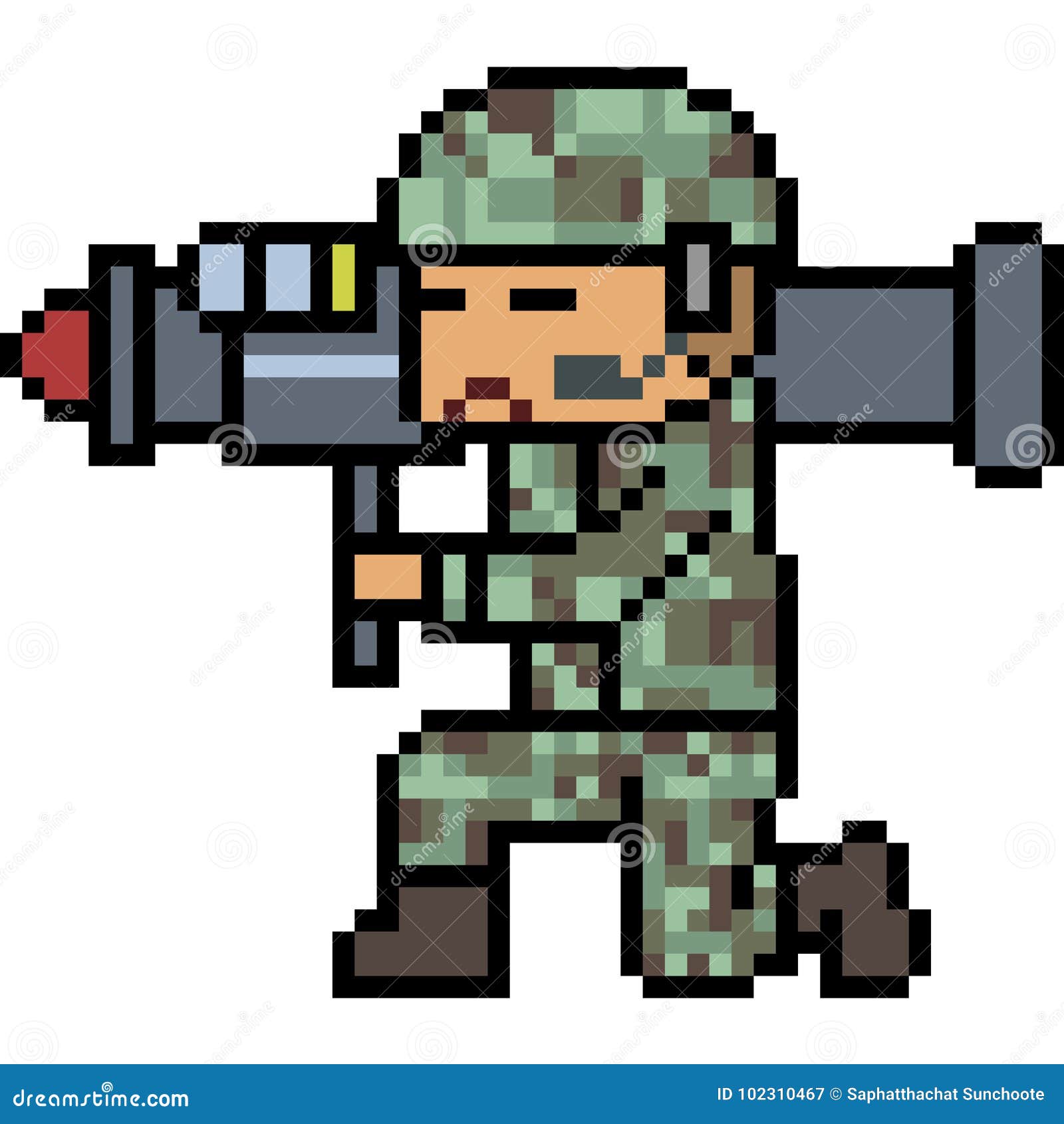 Vector Pixel Art Bazooka Army Stock Vector - Illustration of cartoon ...