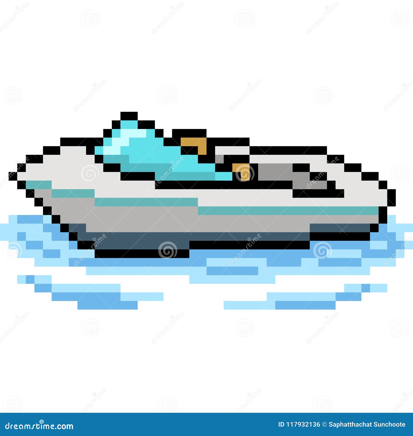 Vector Pixel Art Beach Boat Stock Vector - Illustration of cute, pixel ...