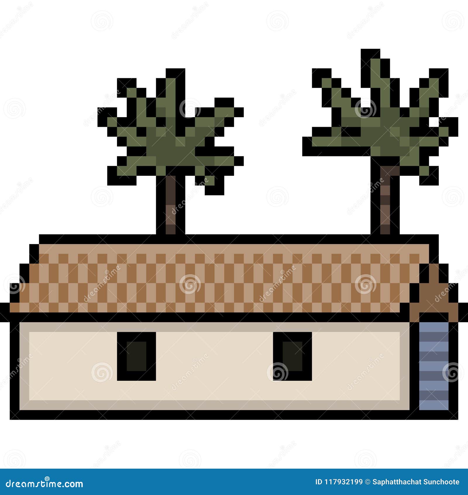 Vector pixel art beach hut stock vector. Illustration of icon - 117932199