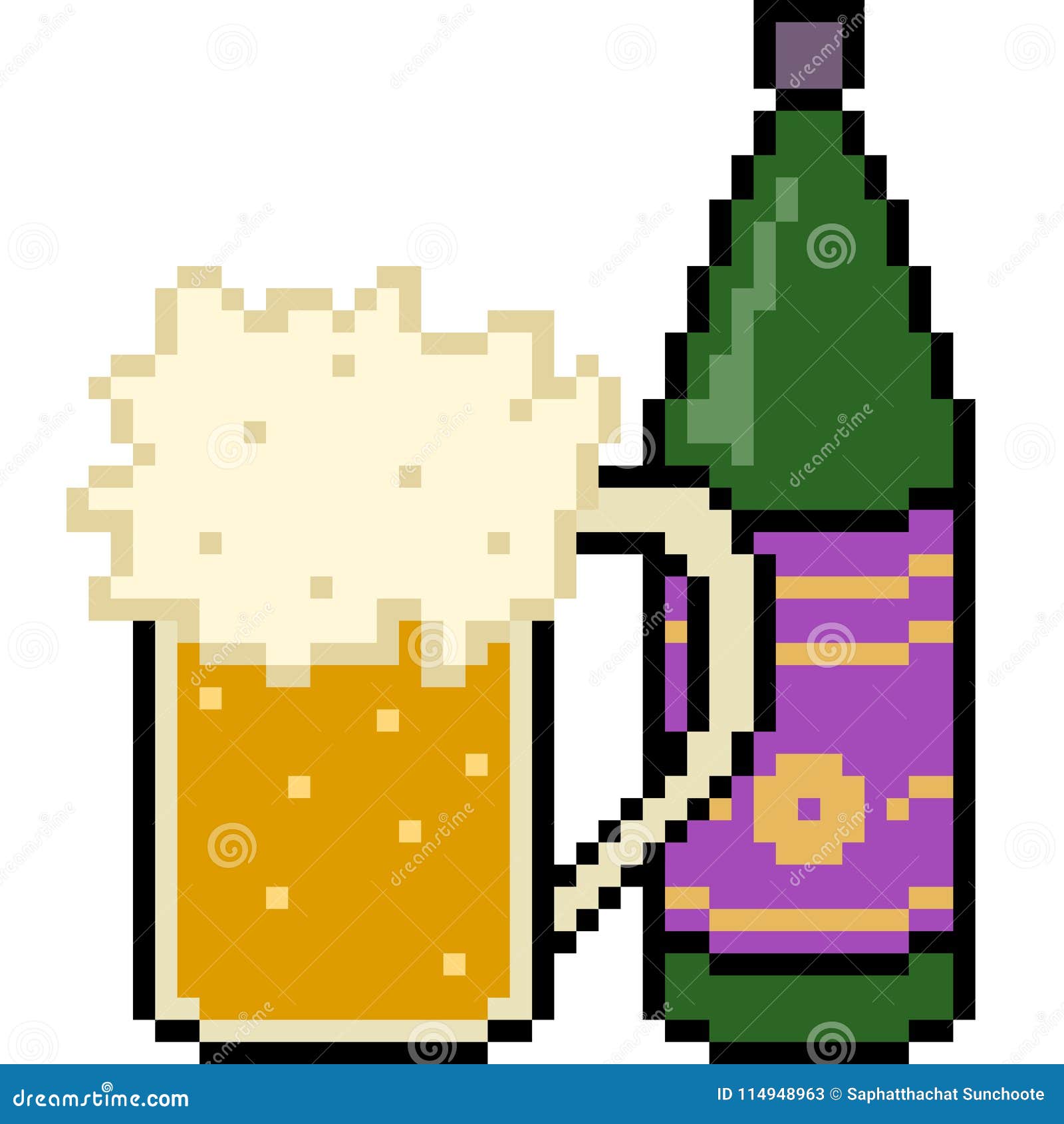 Vector Pixel Art Beer Drink Stock Vector - Illustration of alcohol ...