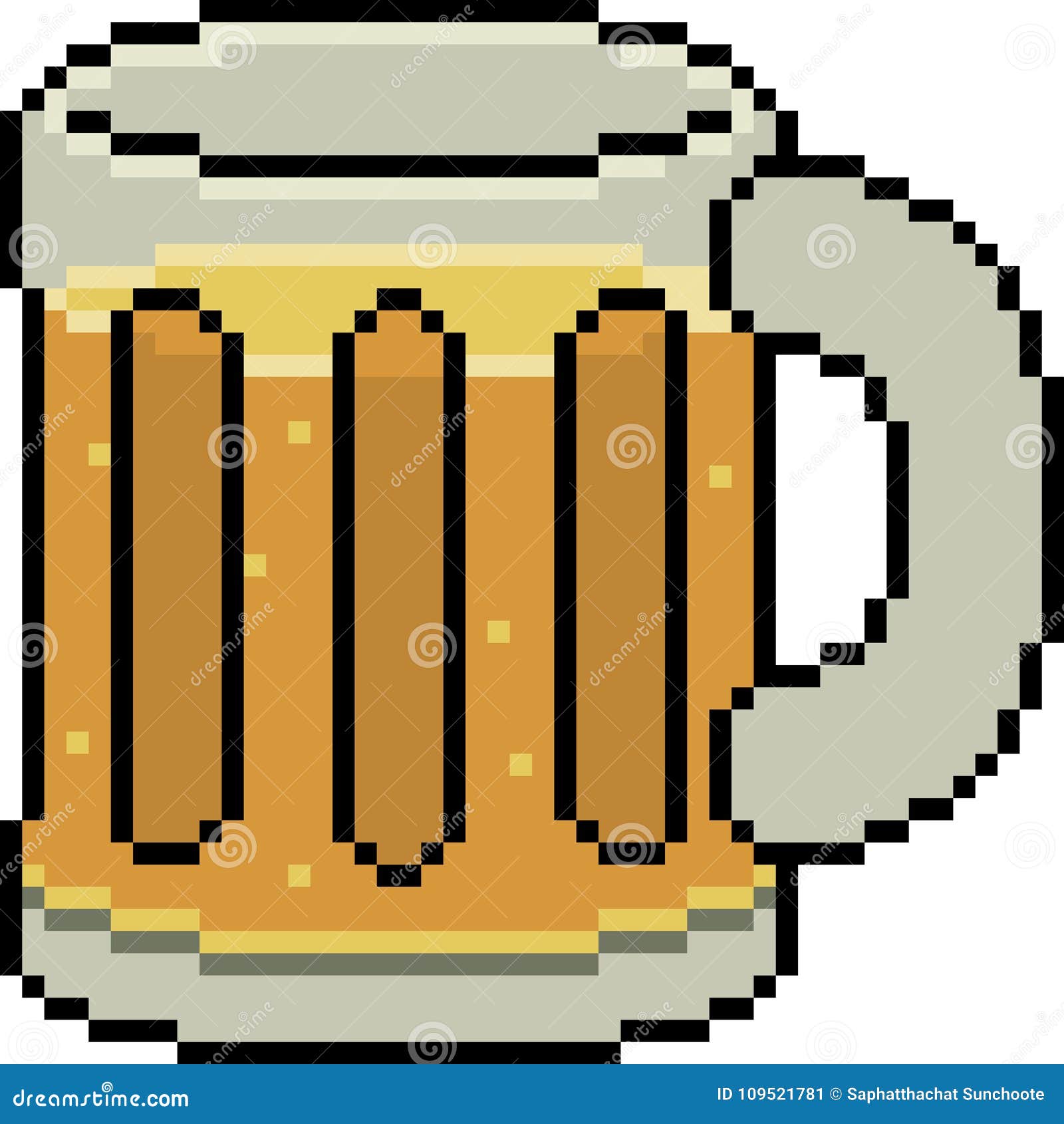 Vector pixel art beer stock vector. Illustration of icon - 109521781