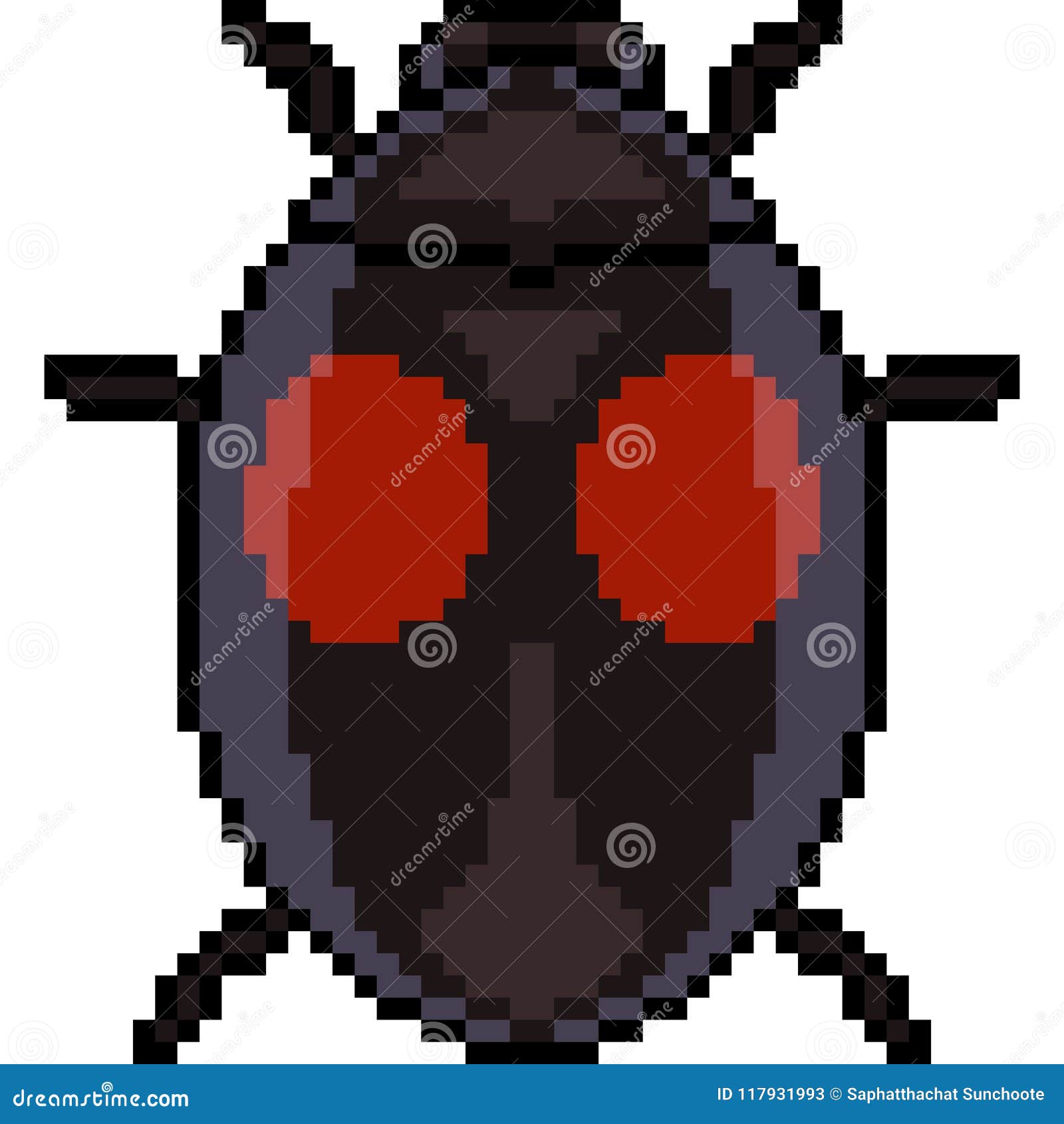 Vector pixel art beetle stock vector. Illustration of insect - 117931993