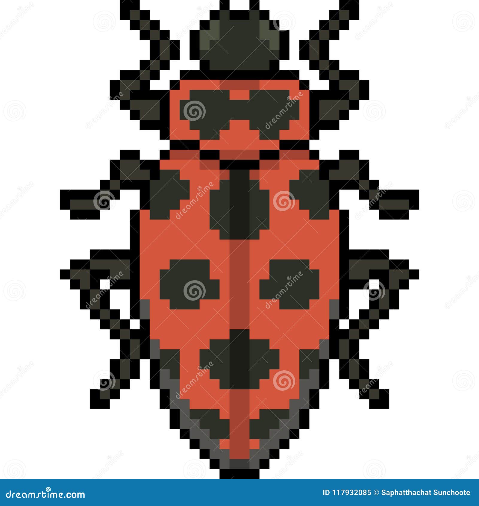 Vector pixel art beetle stock vector. Illustration of icon - 117932085