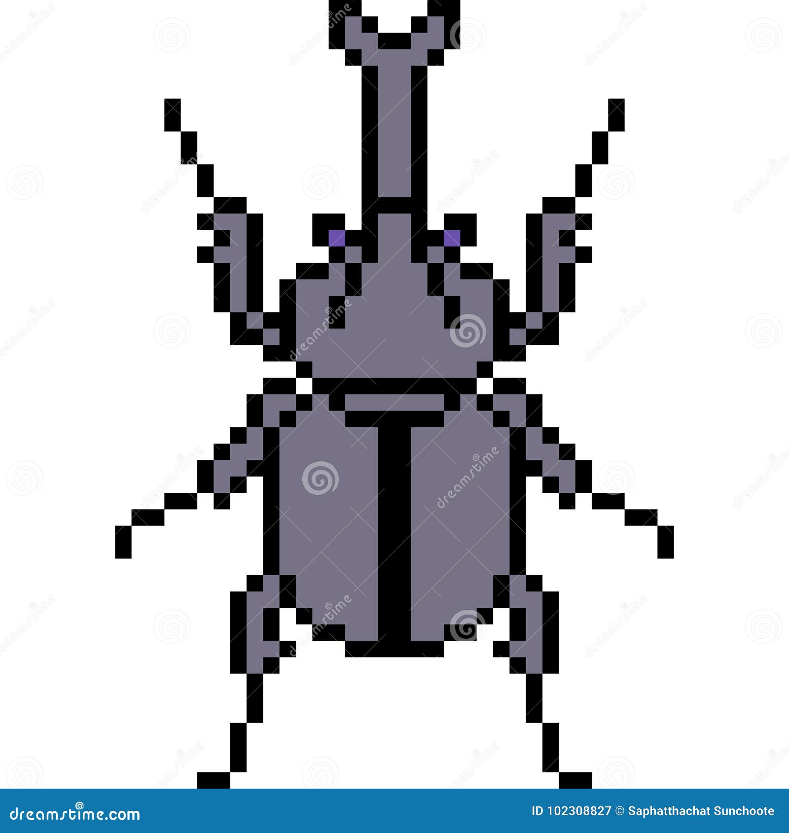 Vector pixel art beetle stock vector. Illustration of horn - 102308827
