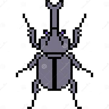Vector pixel art beetle stock vector. Illustration of horn - 102308827