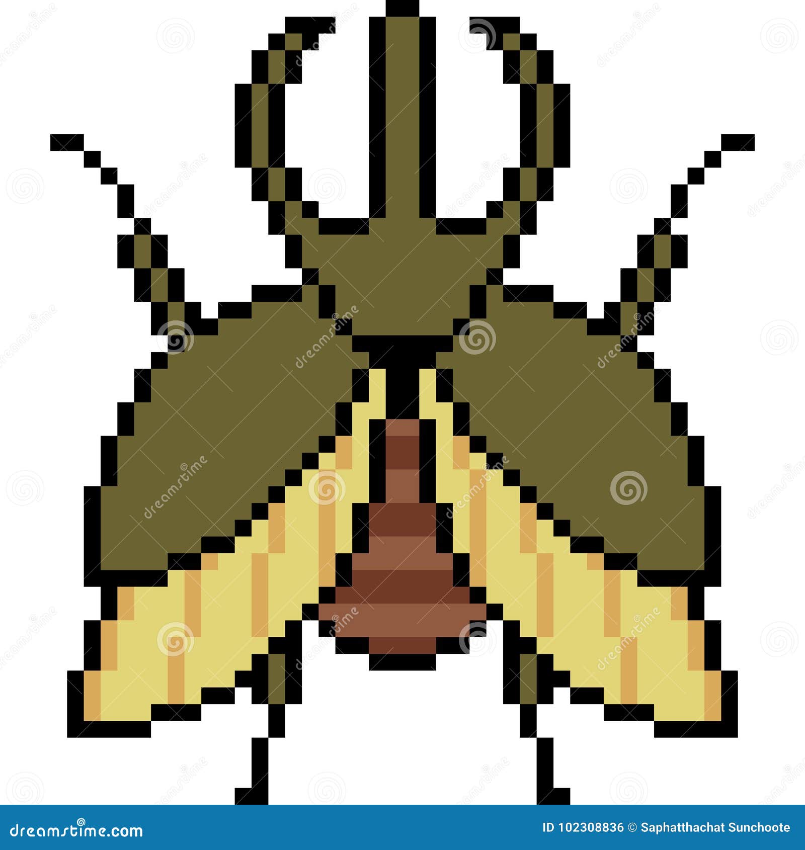 Vector pixel art beetle stock vector. Illustration of cartoon - 102308836