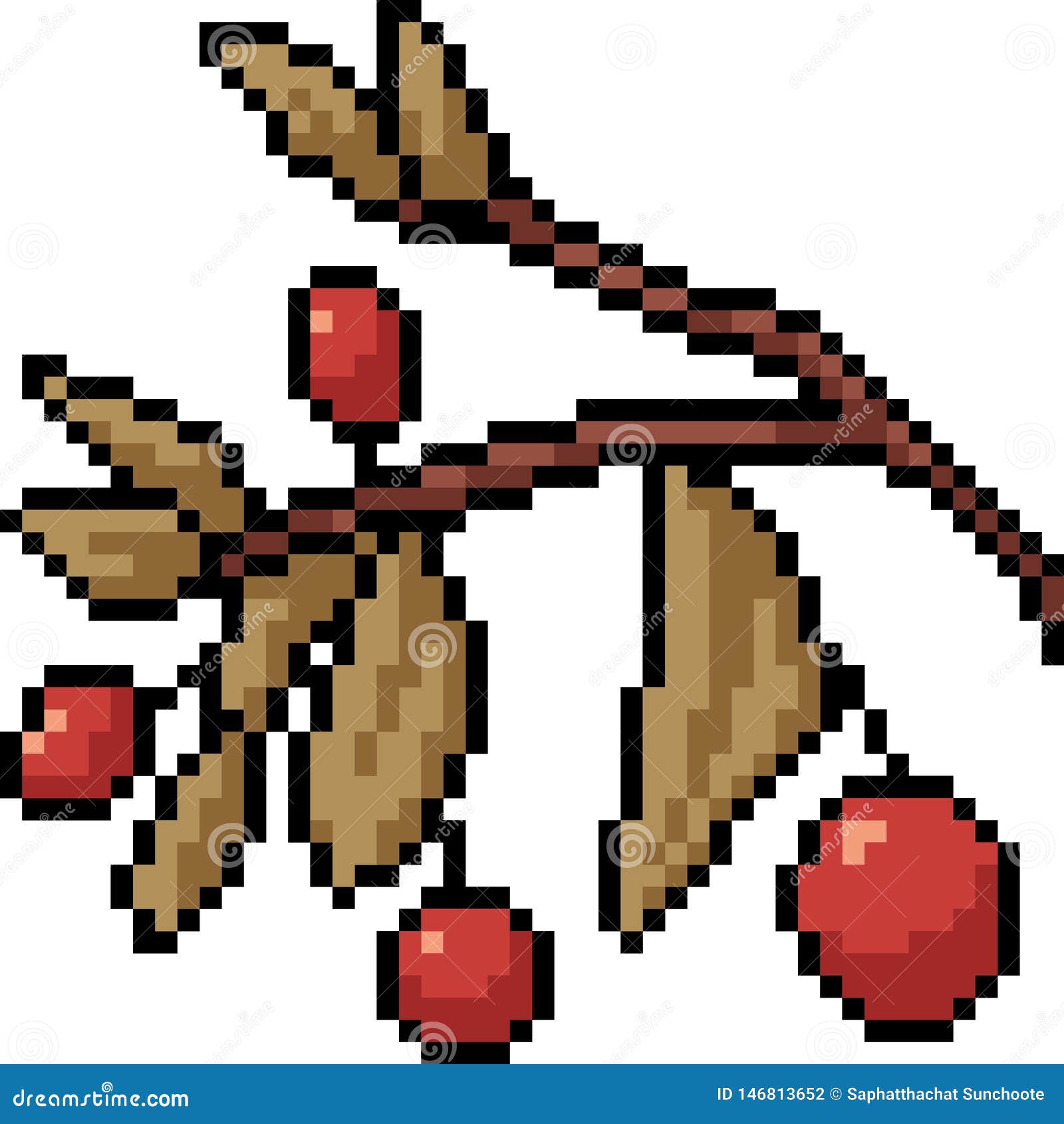Vector Pixel Art Berry Branch Stock Vector - Illustration of cartoon ...