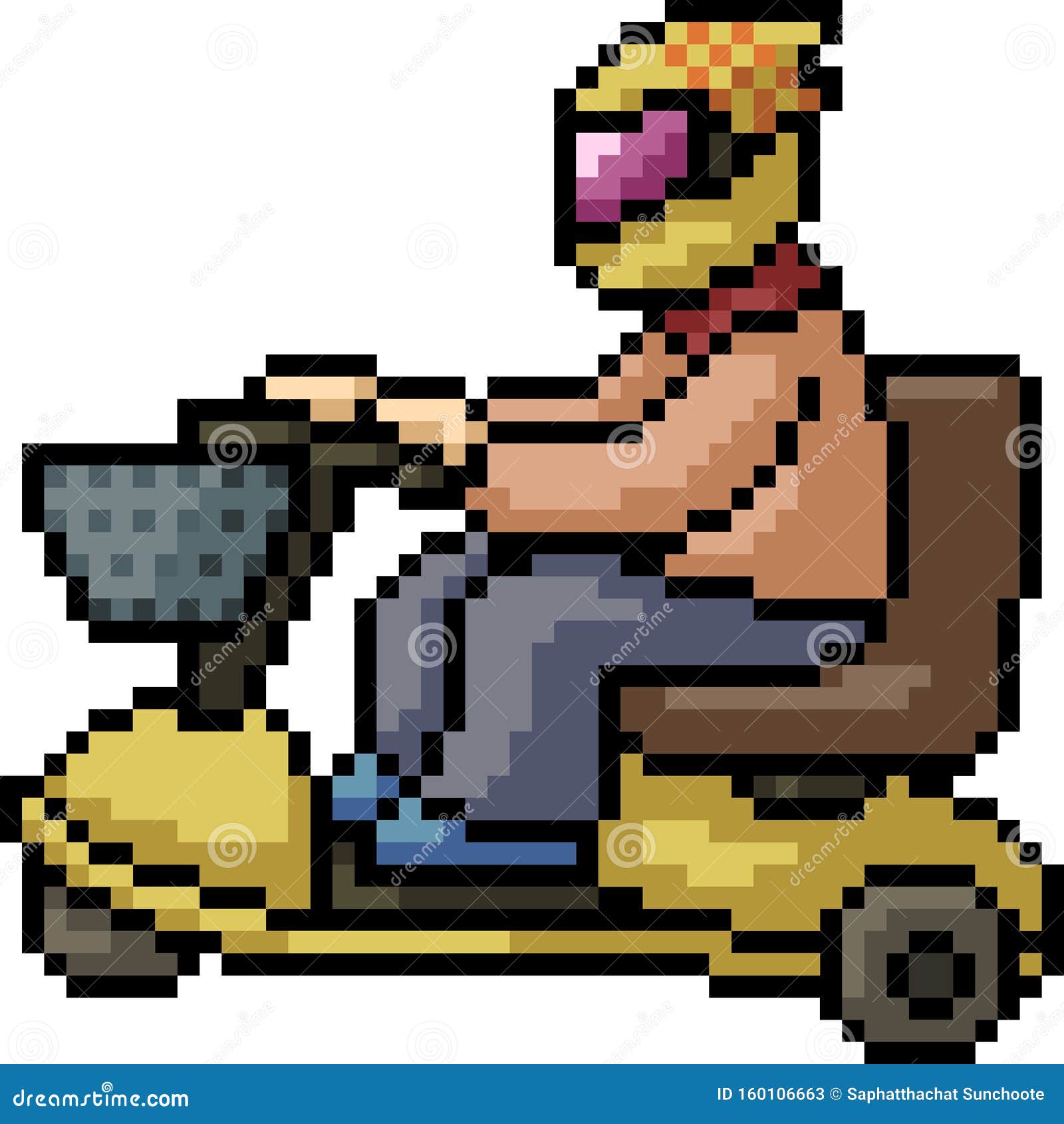 Vector pixel art biker stock vector. Illustration of doodle - 160106663