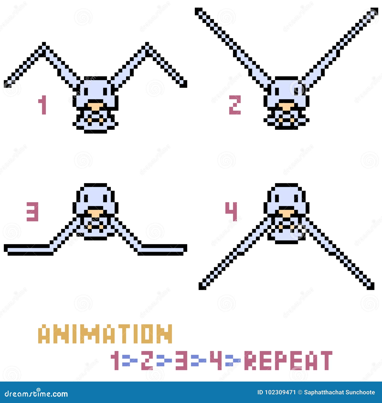 Vector Pixel Art Bird Animation Frame Stock Vector - Illustration of ...