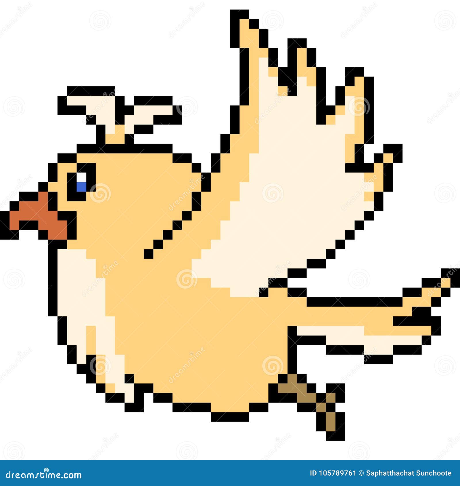 Vector pixel art bird fly stock vector. Illustration of beak - 105789761