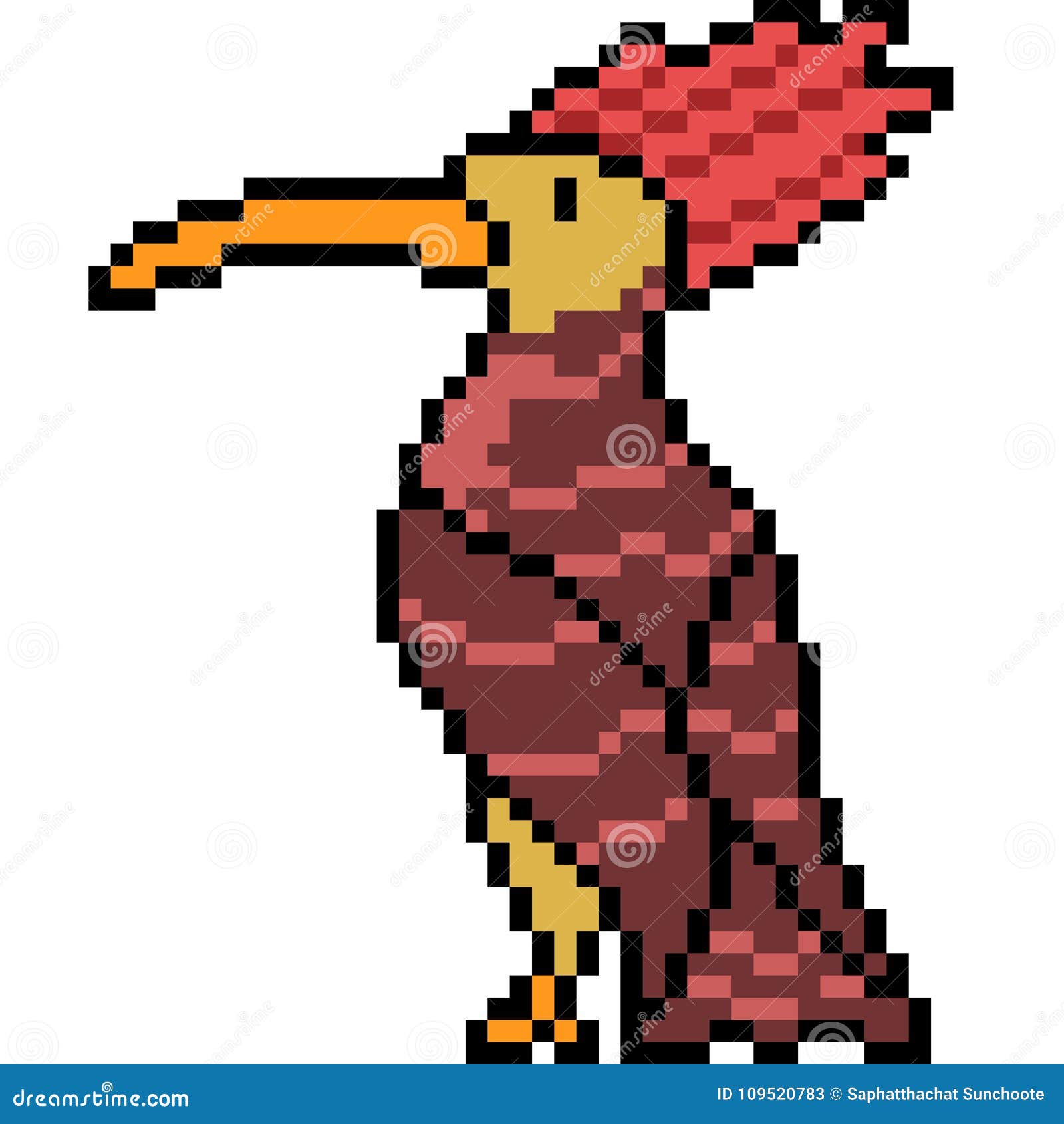 Vector pixel art bird stock vector. Illustration of stand - 109520783