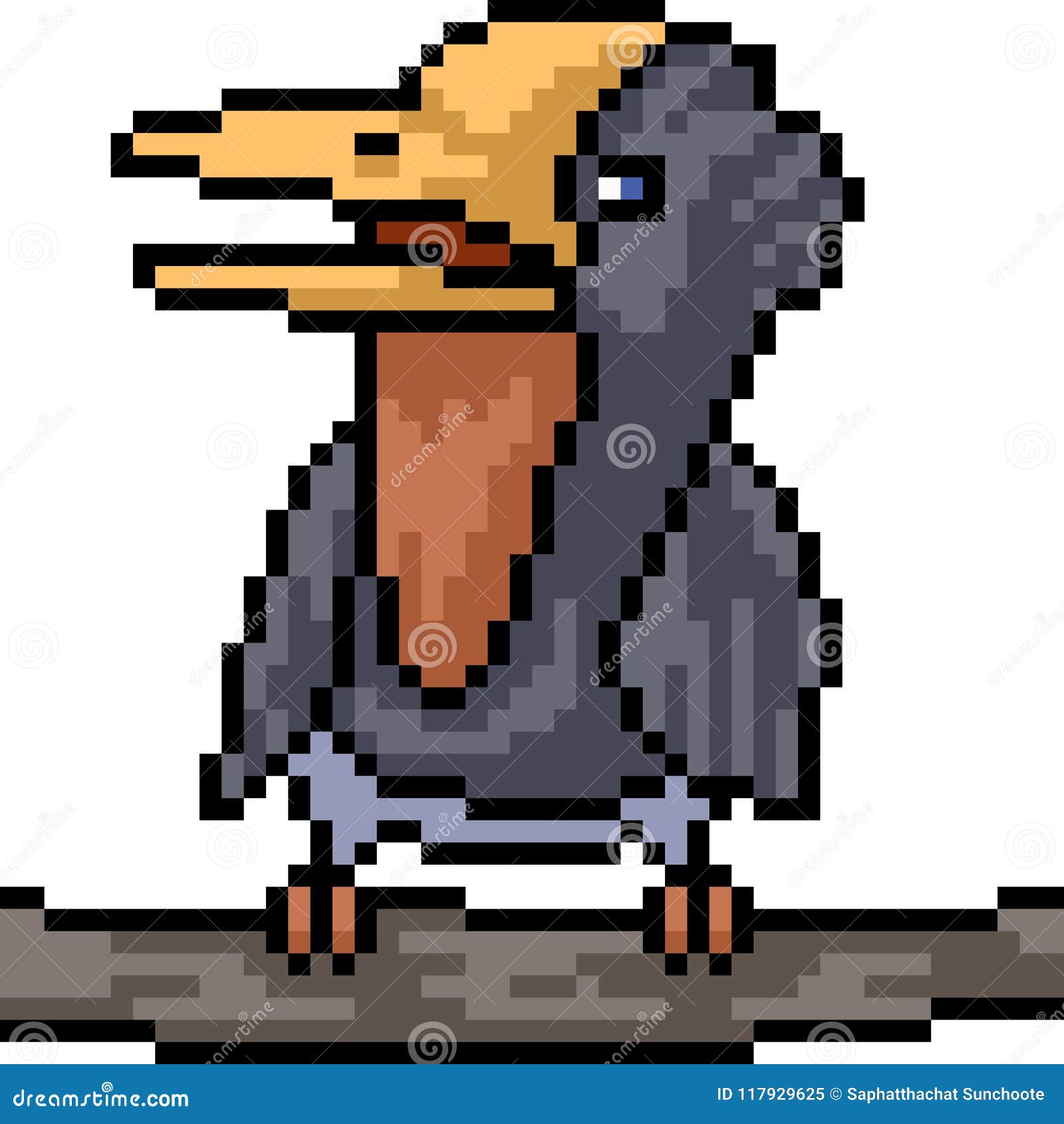 Vector pixel art bird stock vector. Illustration of pixel - 117929625