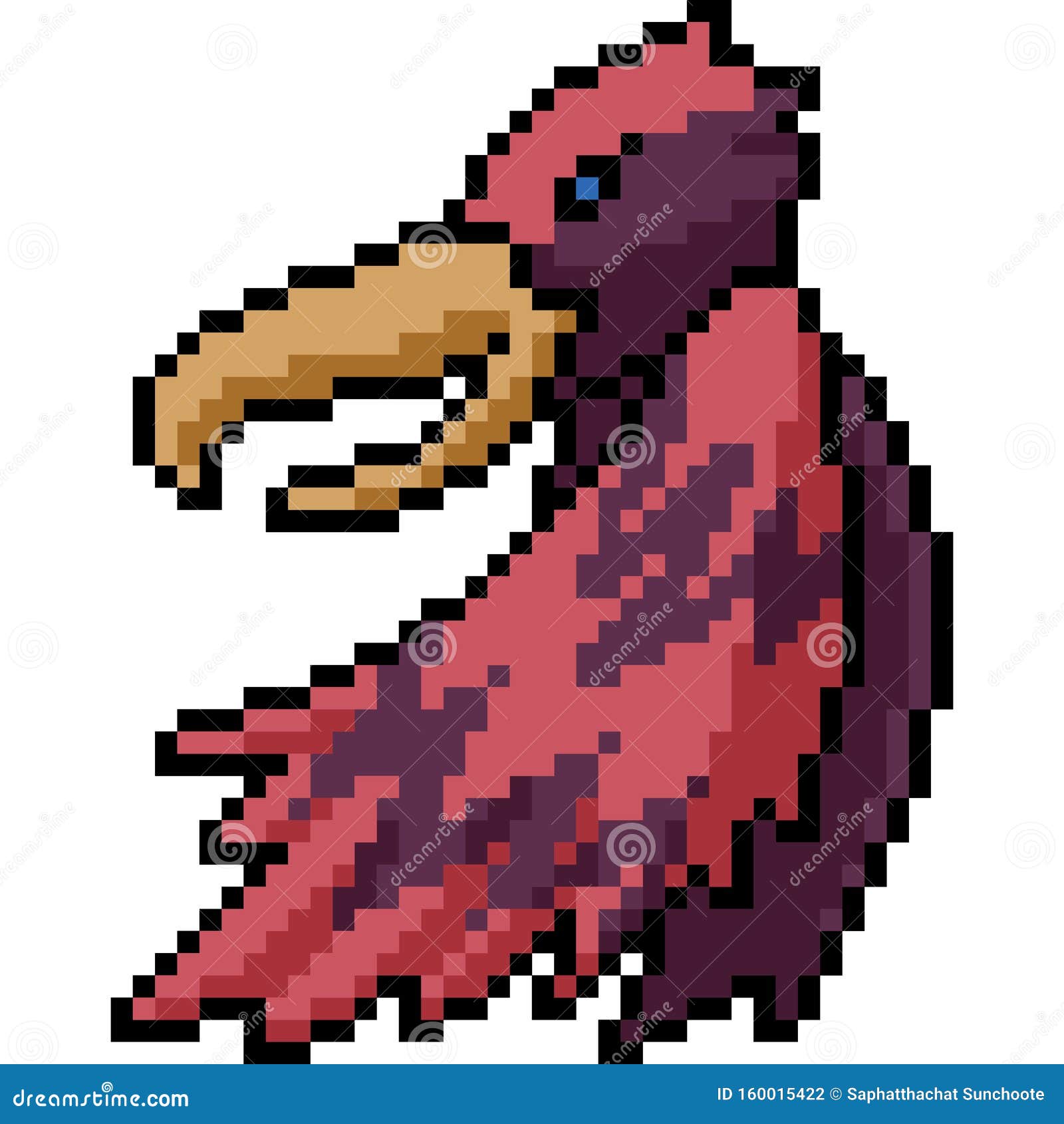 Vector pixel art bird stock vector. Illustration of beak - 160015422