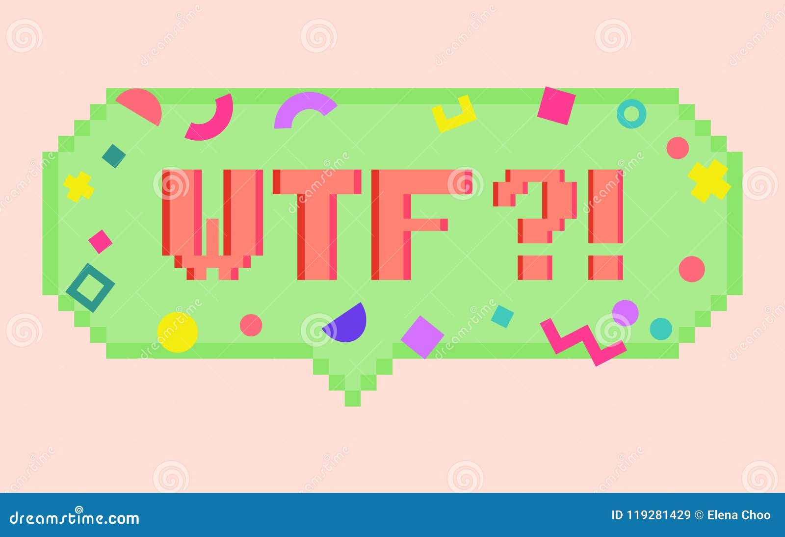 Vector Pixel Art 8bit Wtf Sticker Stock Vector - Illustration of label ...