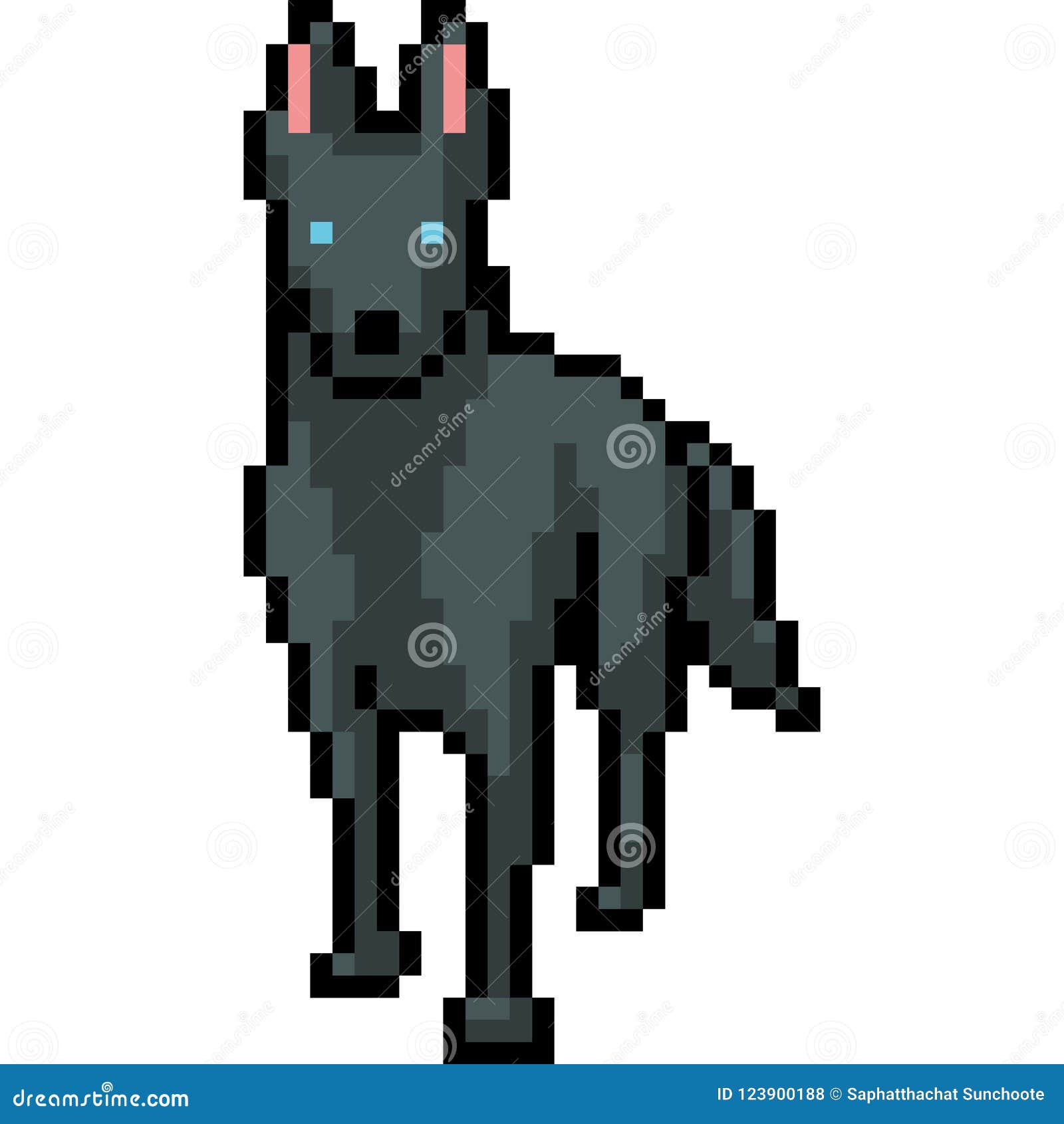 Wolf Pixel Art Arcade Game Cartoon Mascot Vector Illustration ...