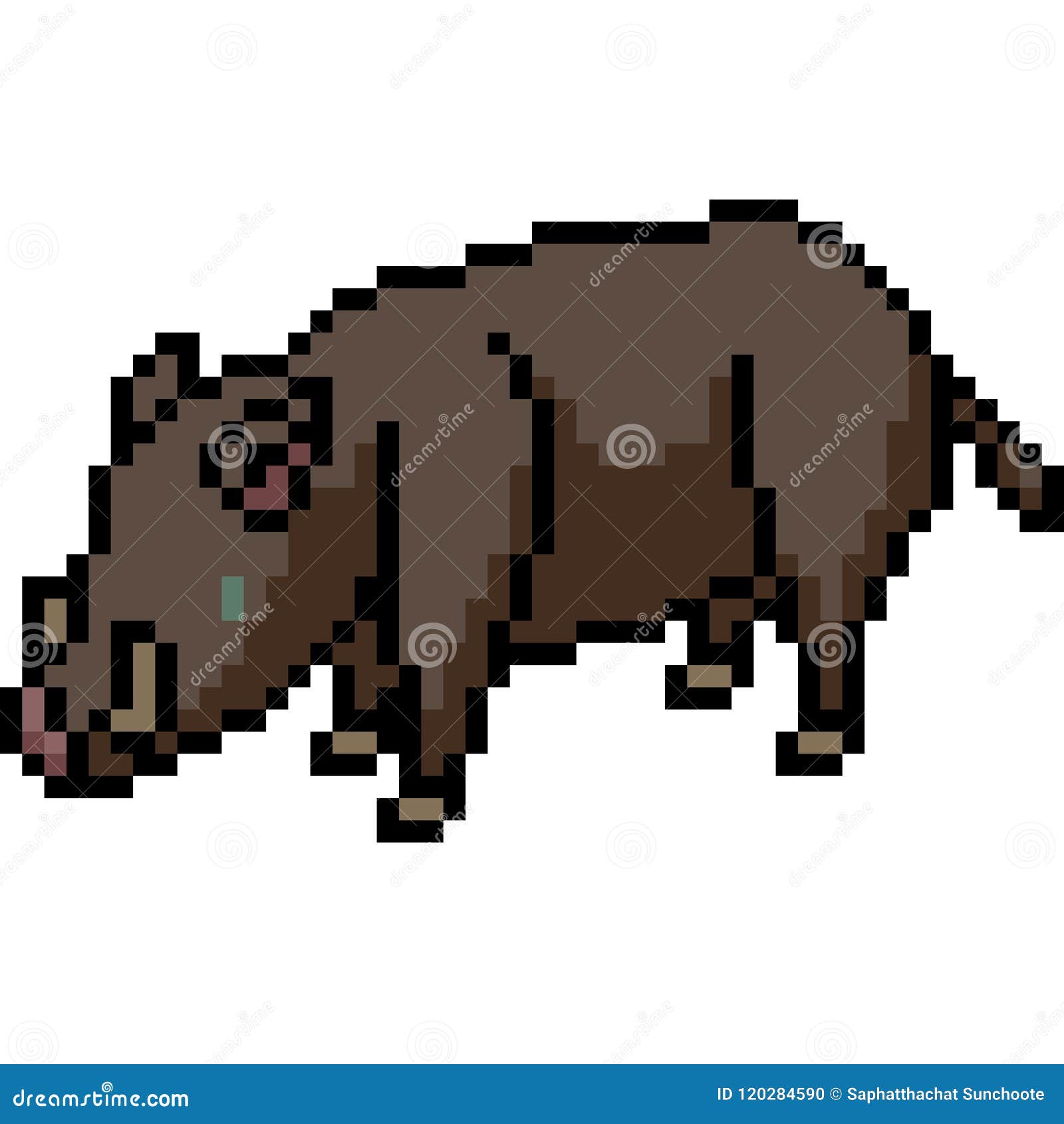 Vector pixel art boar stock vector. Illustration of stand - 120284590