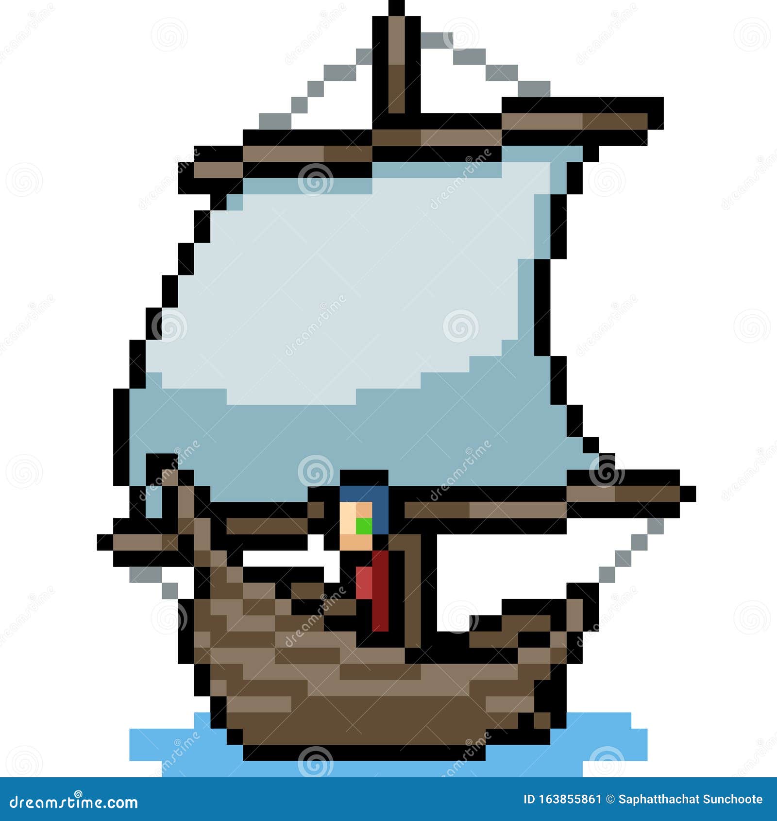 Vector pixel art boat stock vector. Illustration of doodle - 163855861