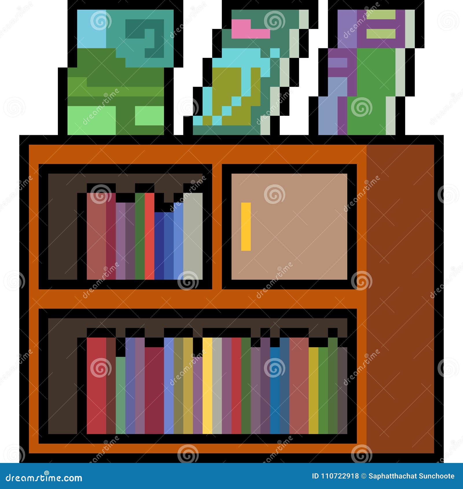 Vector Pixel Art Book Shelf Stock Vector - Illustration of cartoon ...